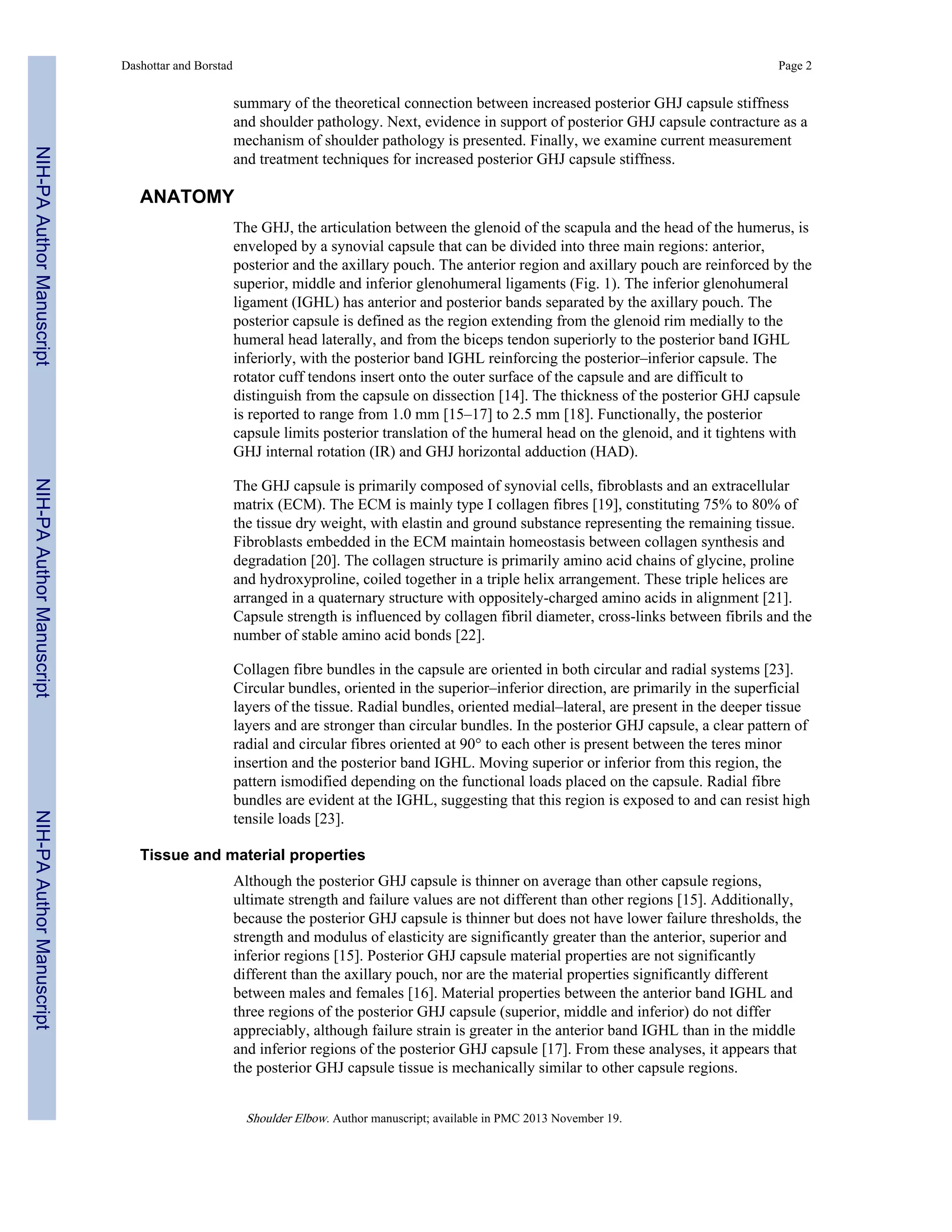 Posterior gh joint capsular contracture | PDF