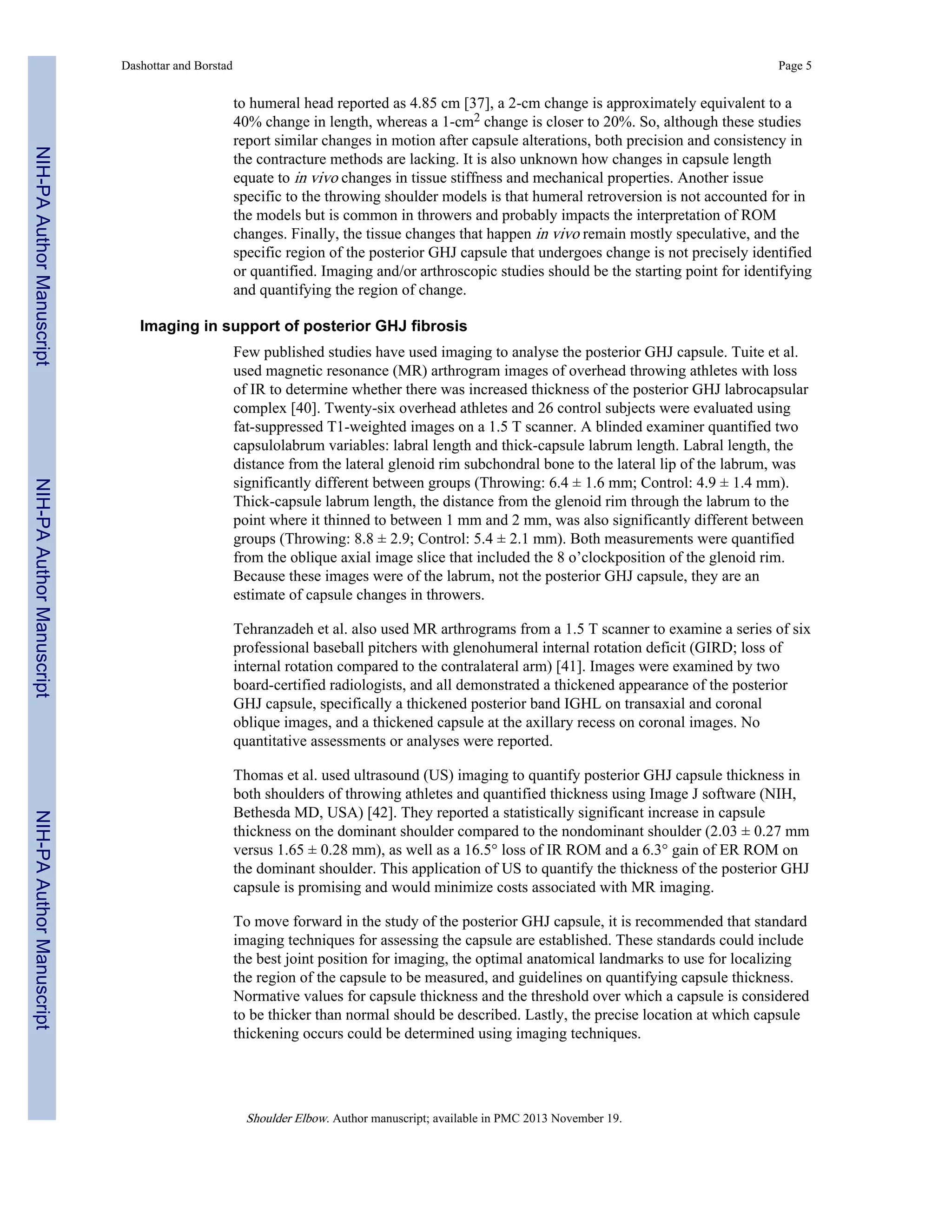 Posterior gh joint capsular contracture | PDF