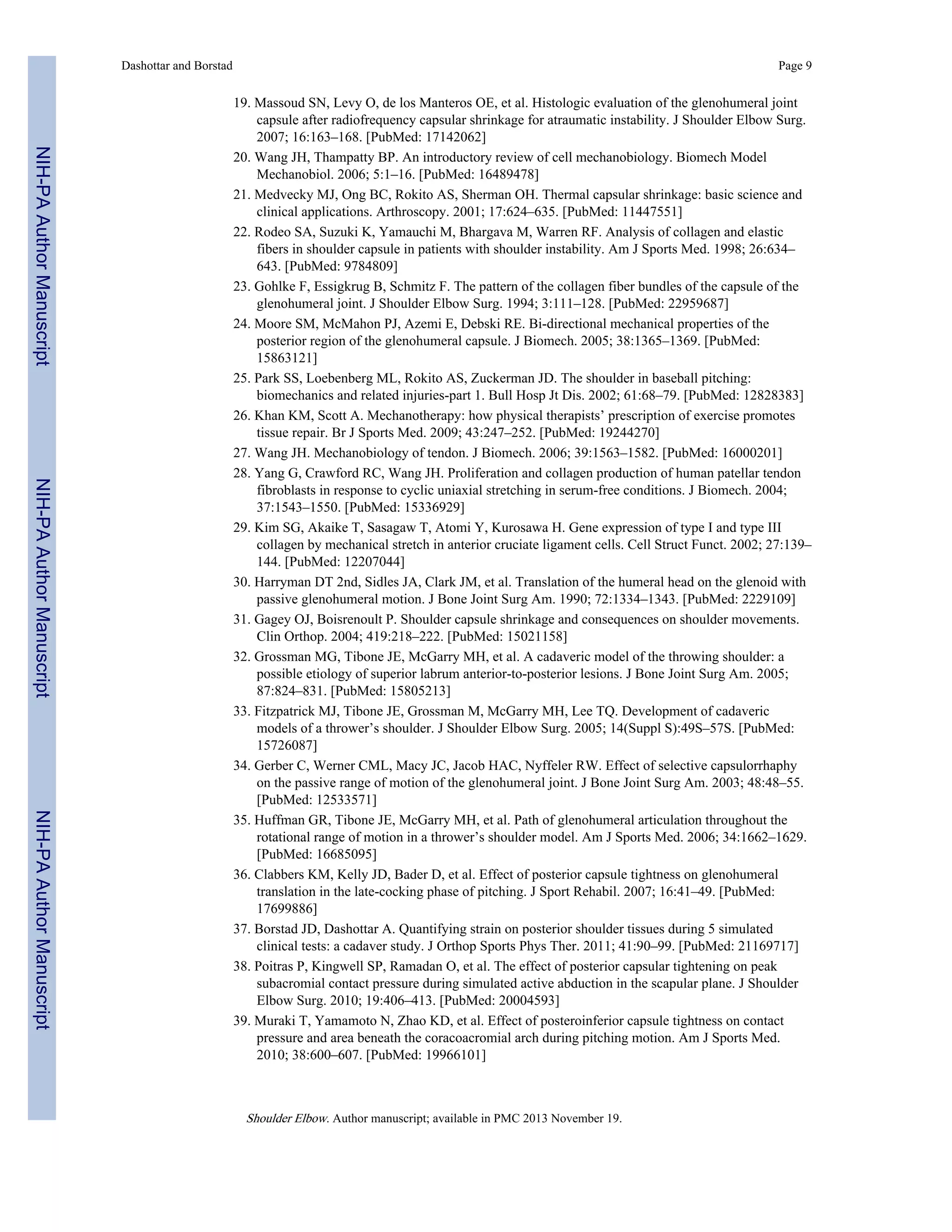 Posterior gh joint capsular contracture | PDF