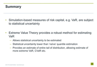 Application of Extreme Value Theory to Risk Capital Estimation | PDF