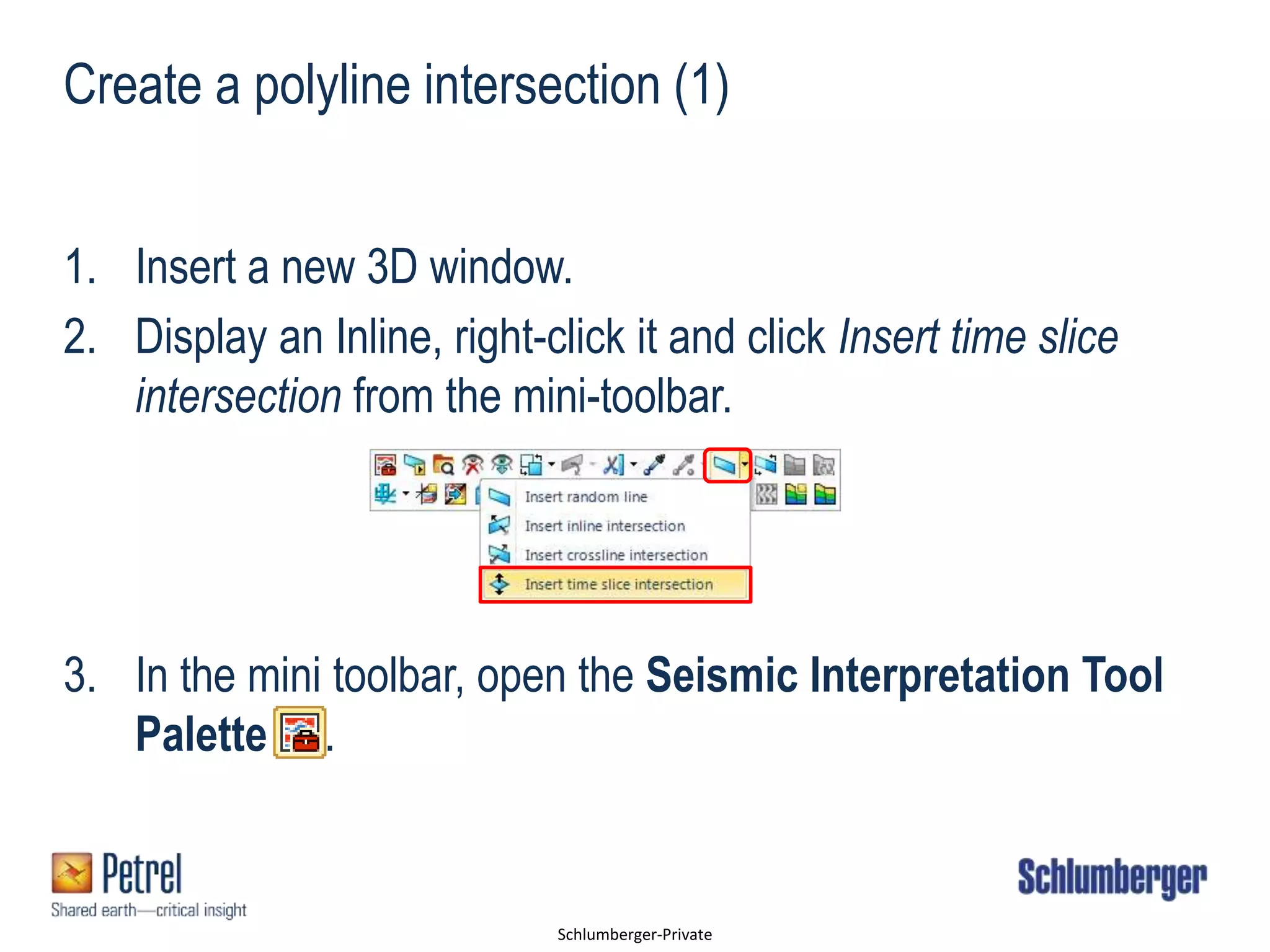 Petrel F 3 seismic intersections and data manipulation 2018 v1.1 | PPTX