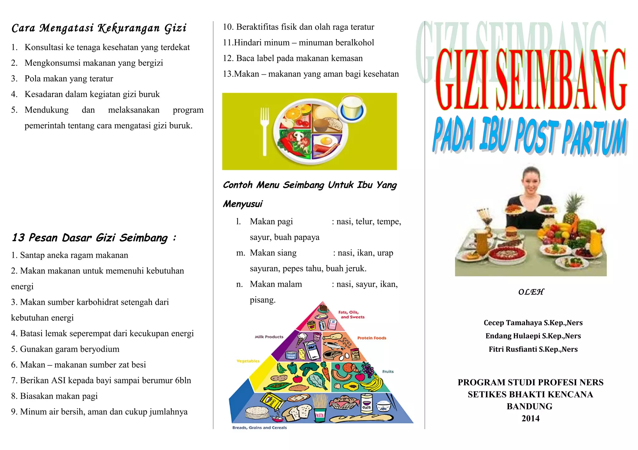 Leaflet gizi ibu post partum | DOC