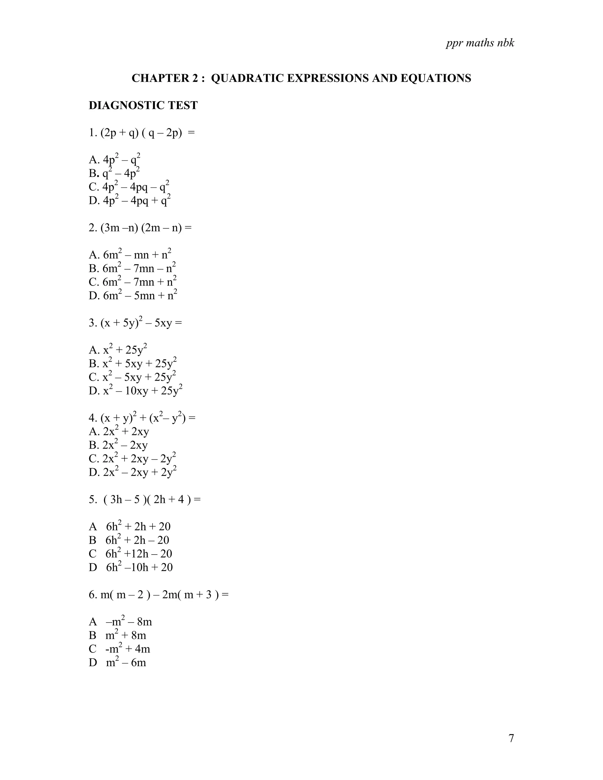 F4 02 Quadratic Expressions And | PDF