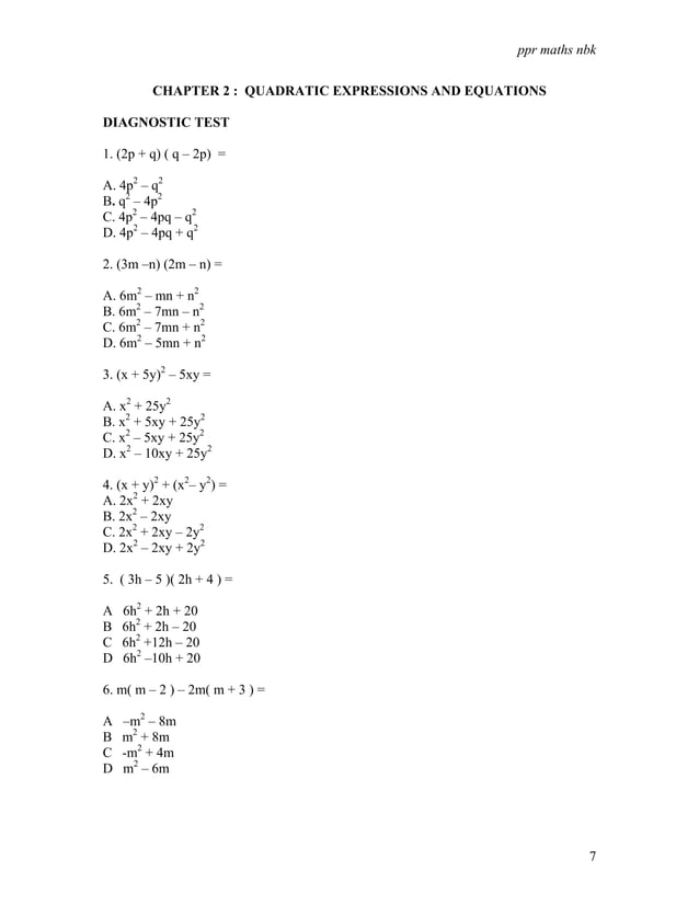 F4 02 Quadratic Expressions And | PDF