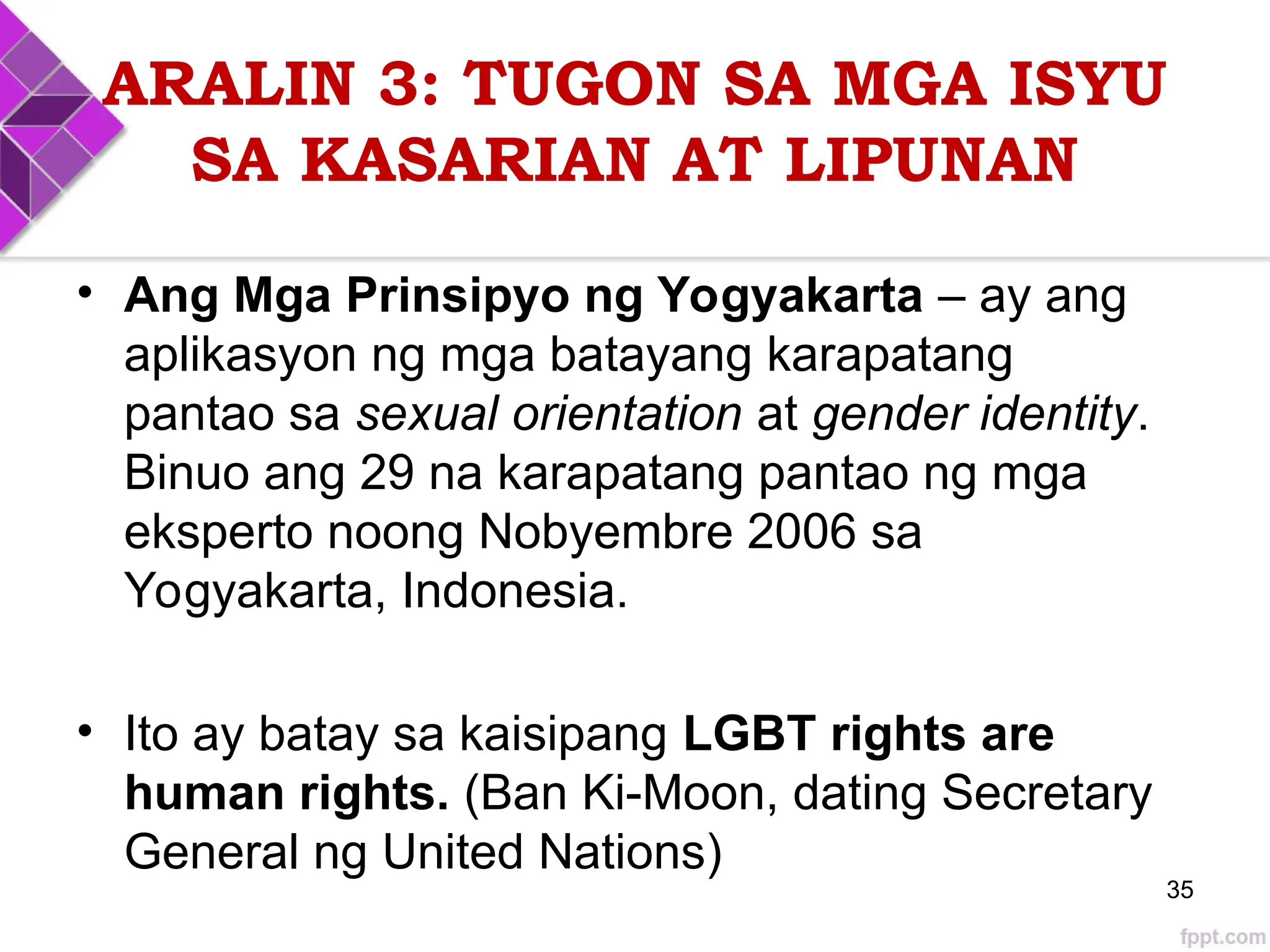 Mga Isyu sa Kasarian/Araling Panlipunan 10 | PPT