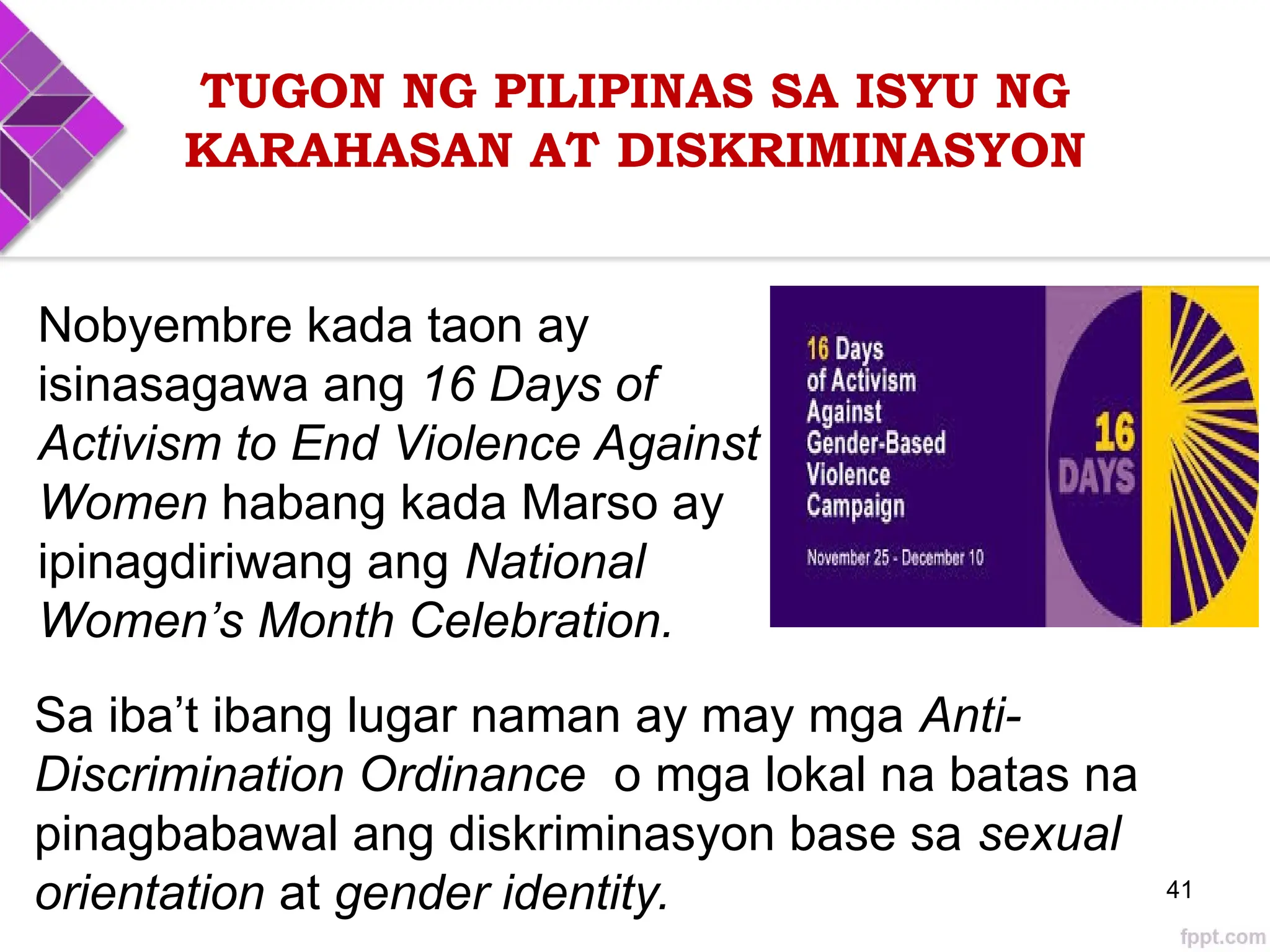 Mga Isyu sa Kasarian/Araling Panlipunan 10 | PPT