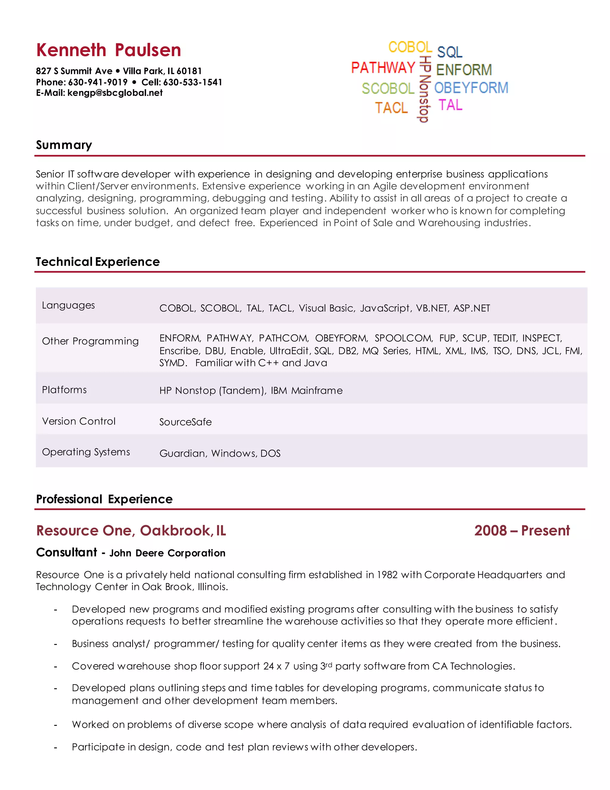 Kenneth Paulsen Resume 2015-HP-1 | PDF