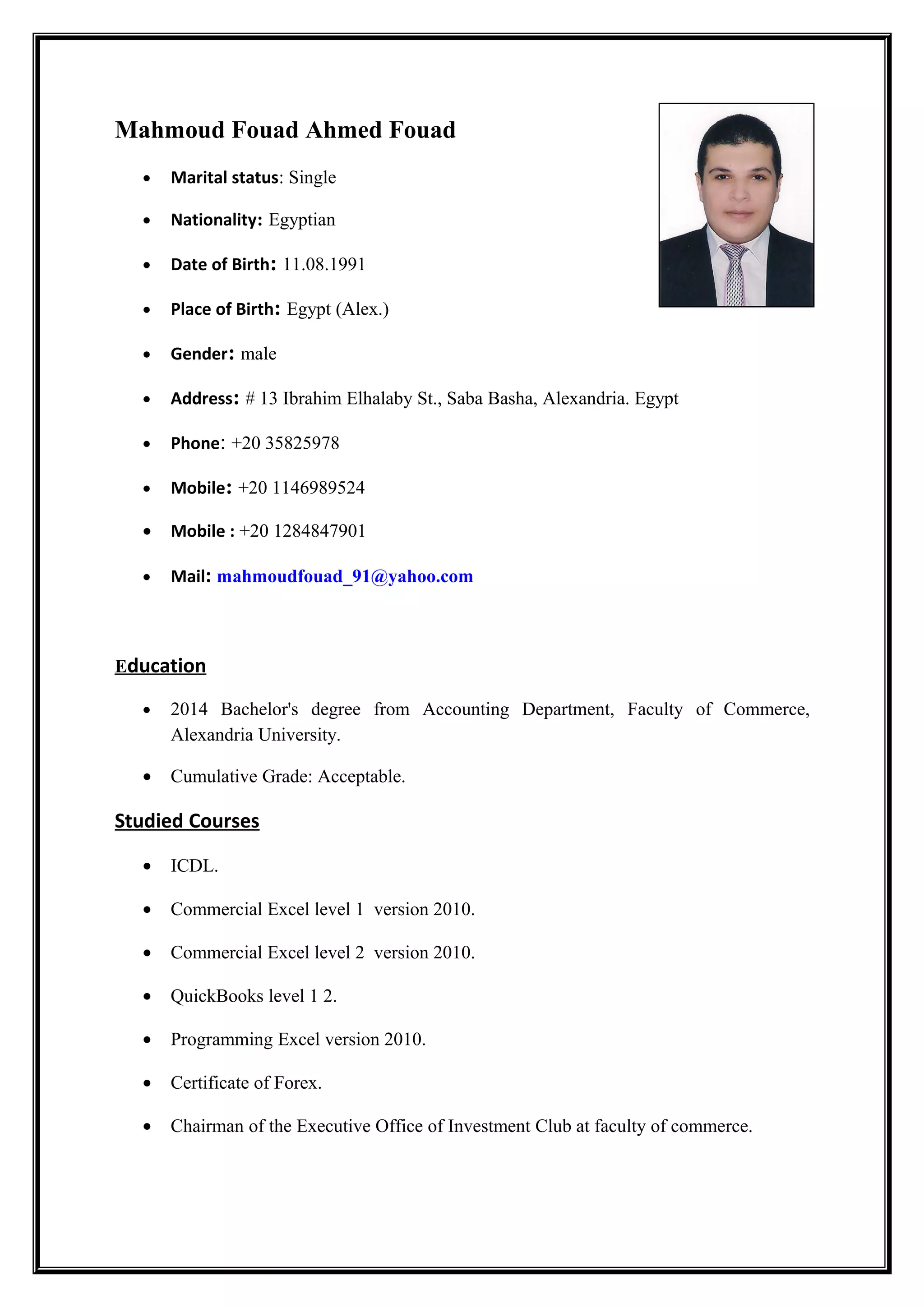 Mahmoud Fouad CV Best | DOC