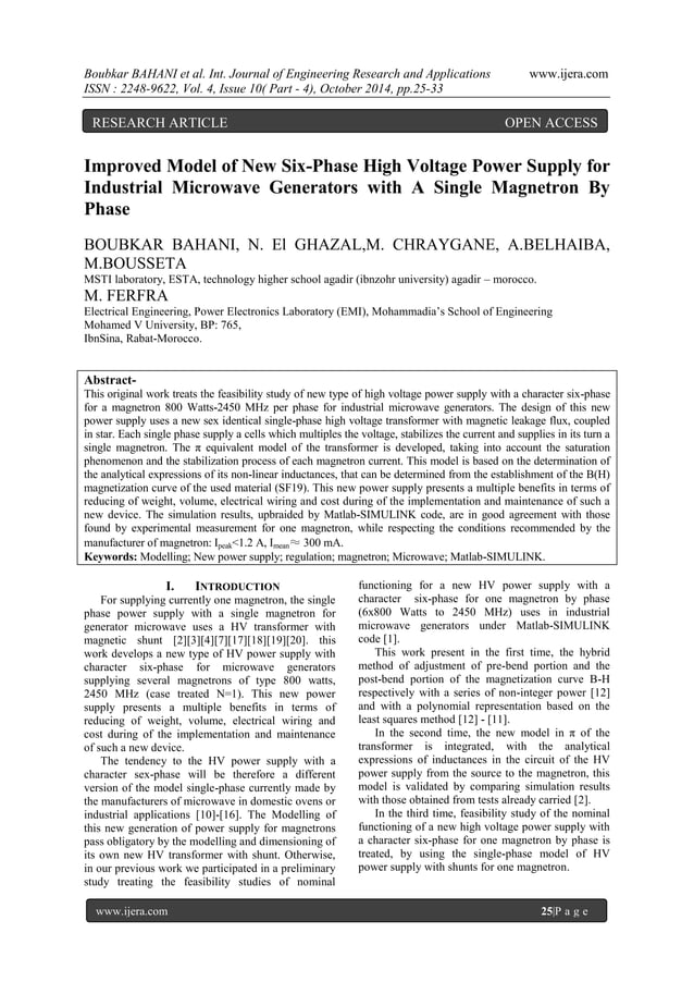 Improved Model of New Six-Phase High Voltage Power Supply for ...