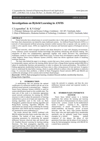 Investigations on Hybrid Learning in ANFIS | PDF | Artificial Intelligence | Technology & Computing