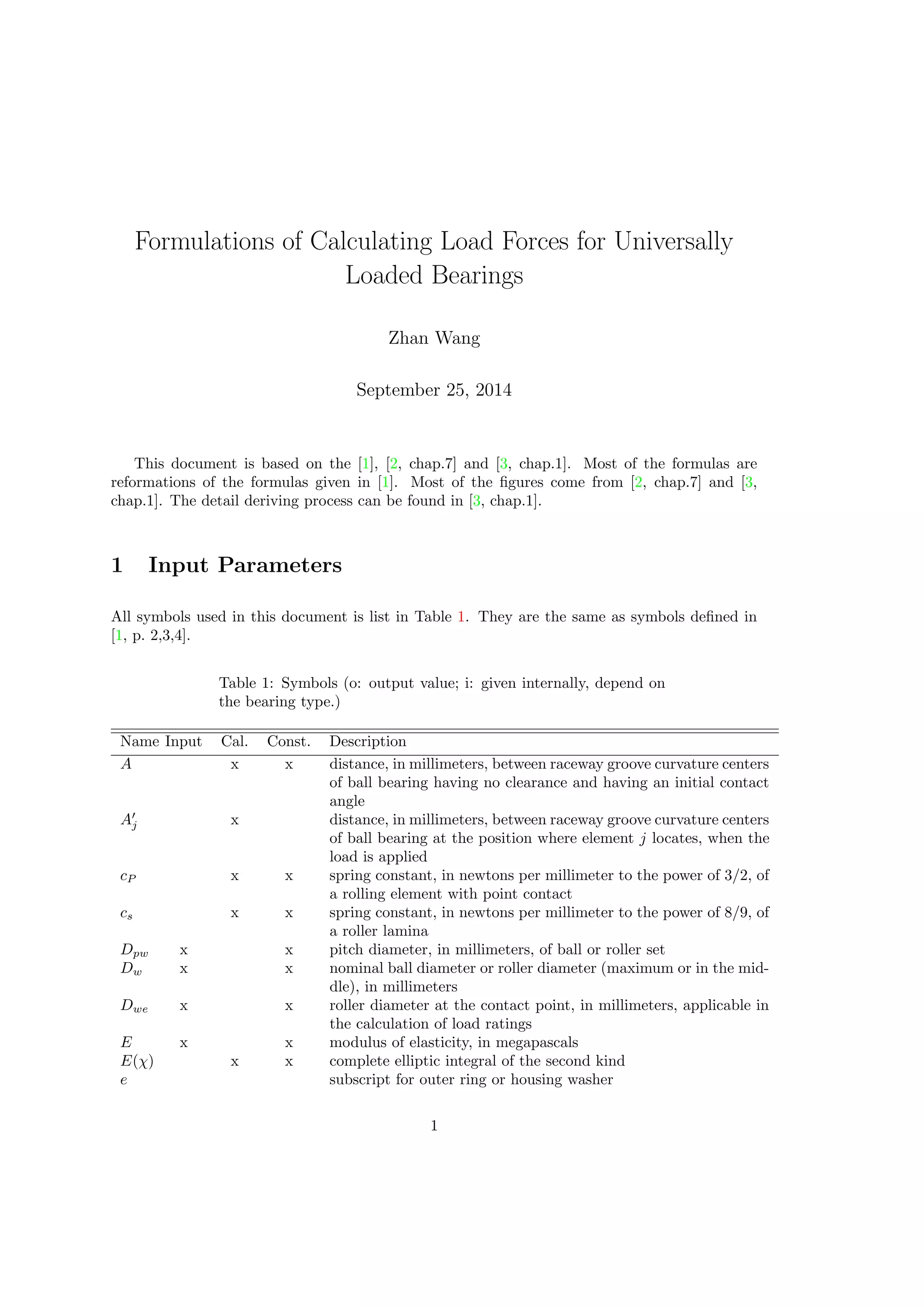 Formulations of Calculating Load Forces for Universally Loaded Bearings ...