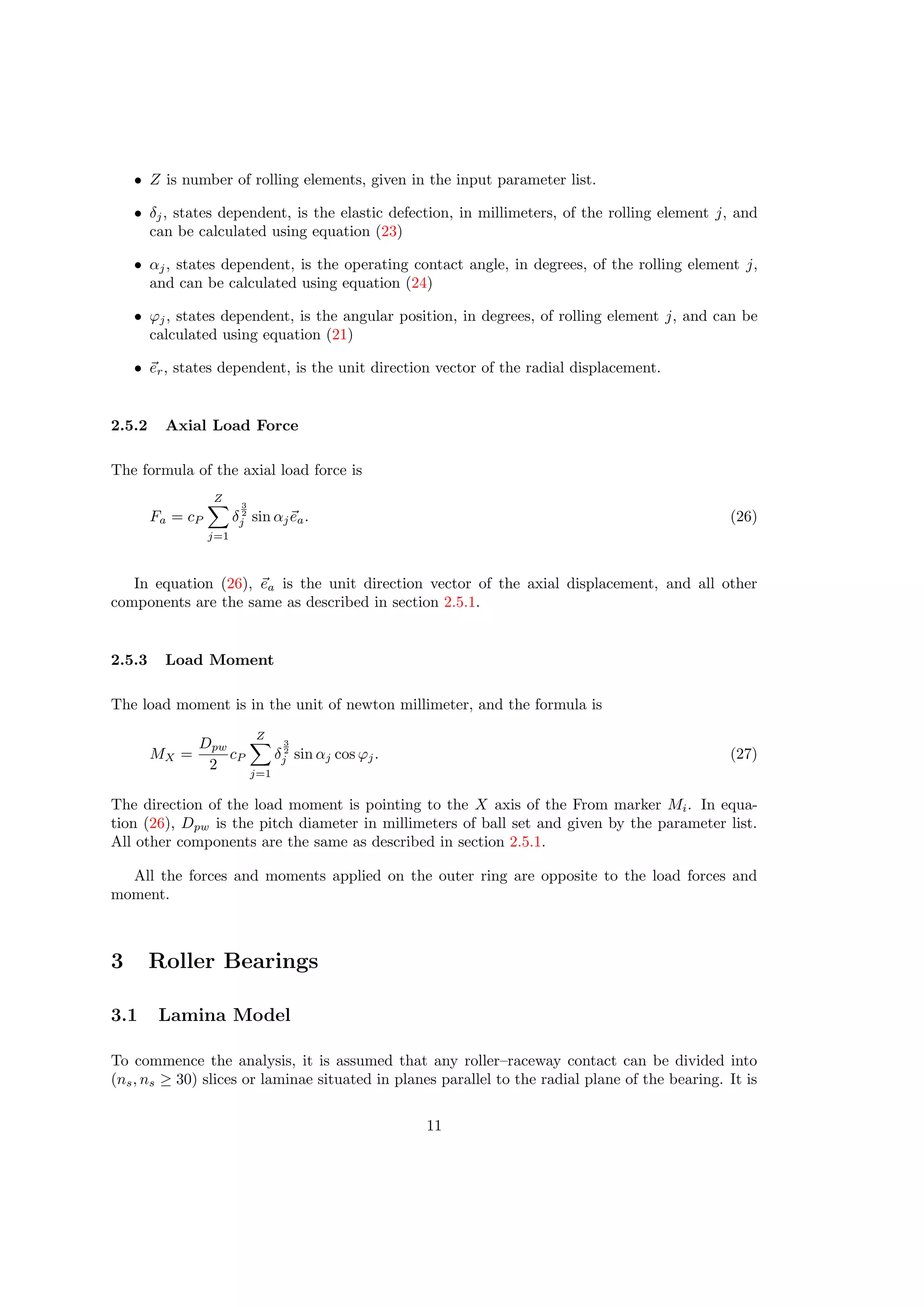 Formulations of Calculating Load Forces for Universally Loaded Bearings ...