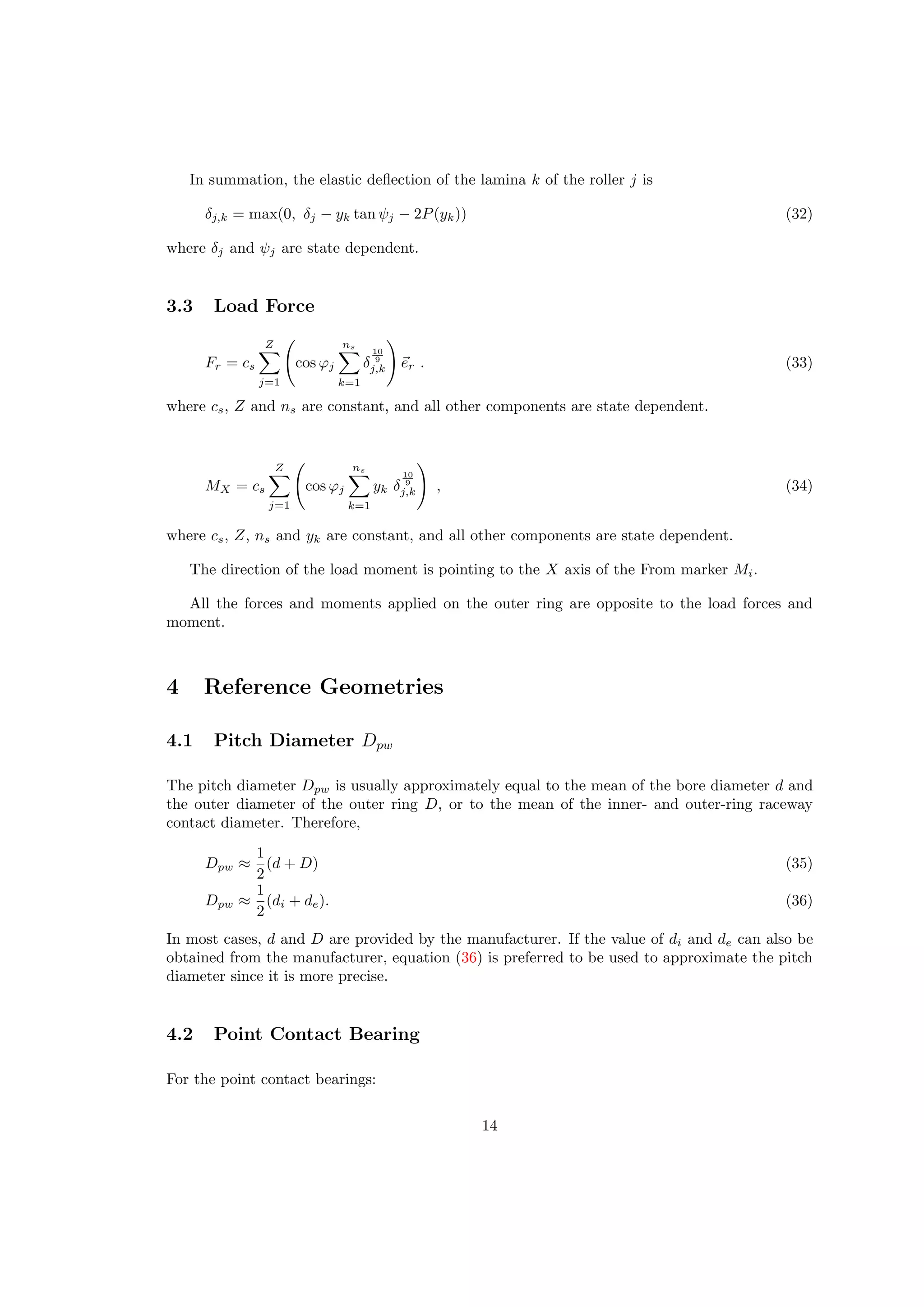 Formulations of Calculating Load Forces for Universally Loaded Bearings ...