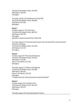 Transformations in 20th Century China Syllabus | PDF