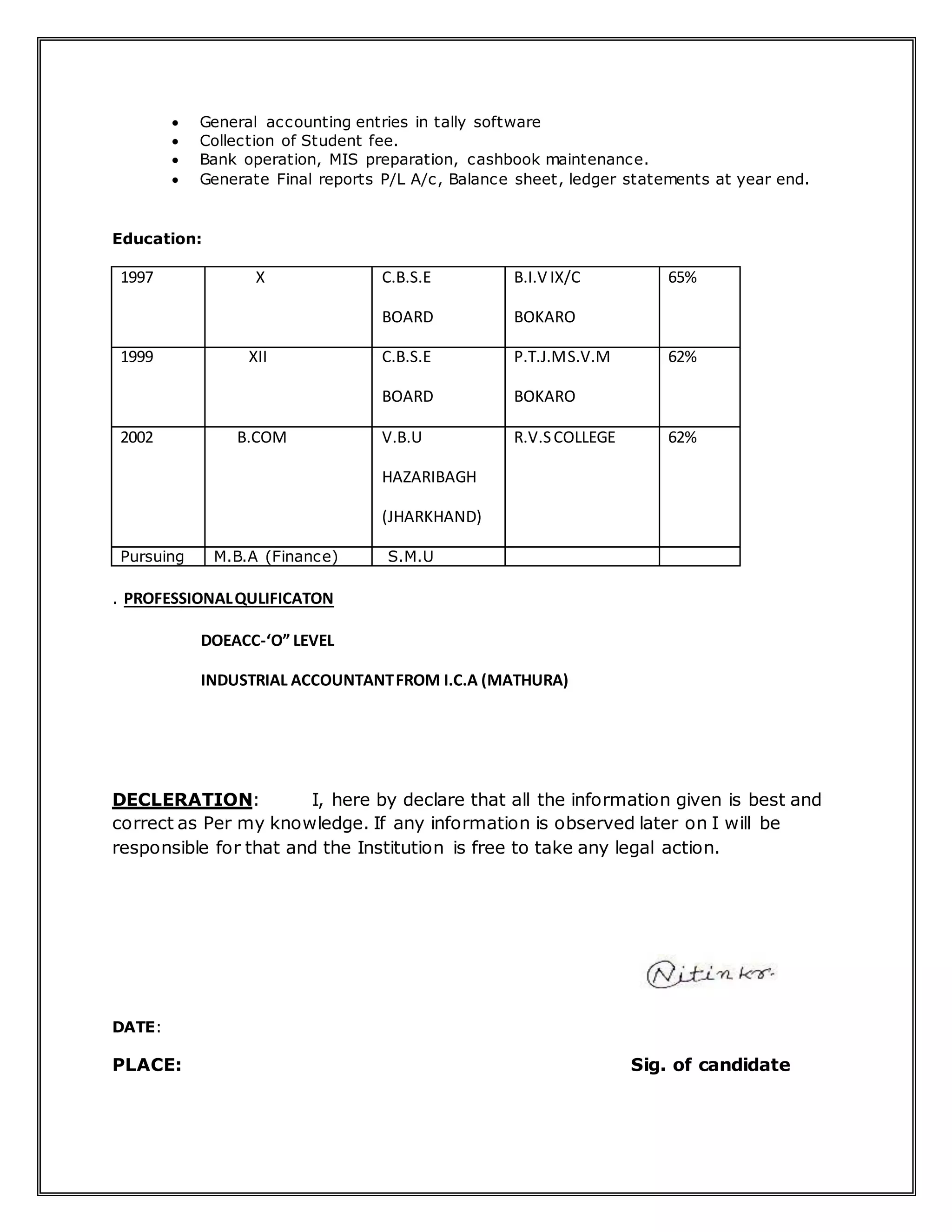Nitin Kumar Resume | DOCX