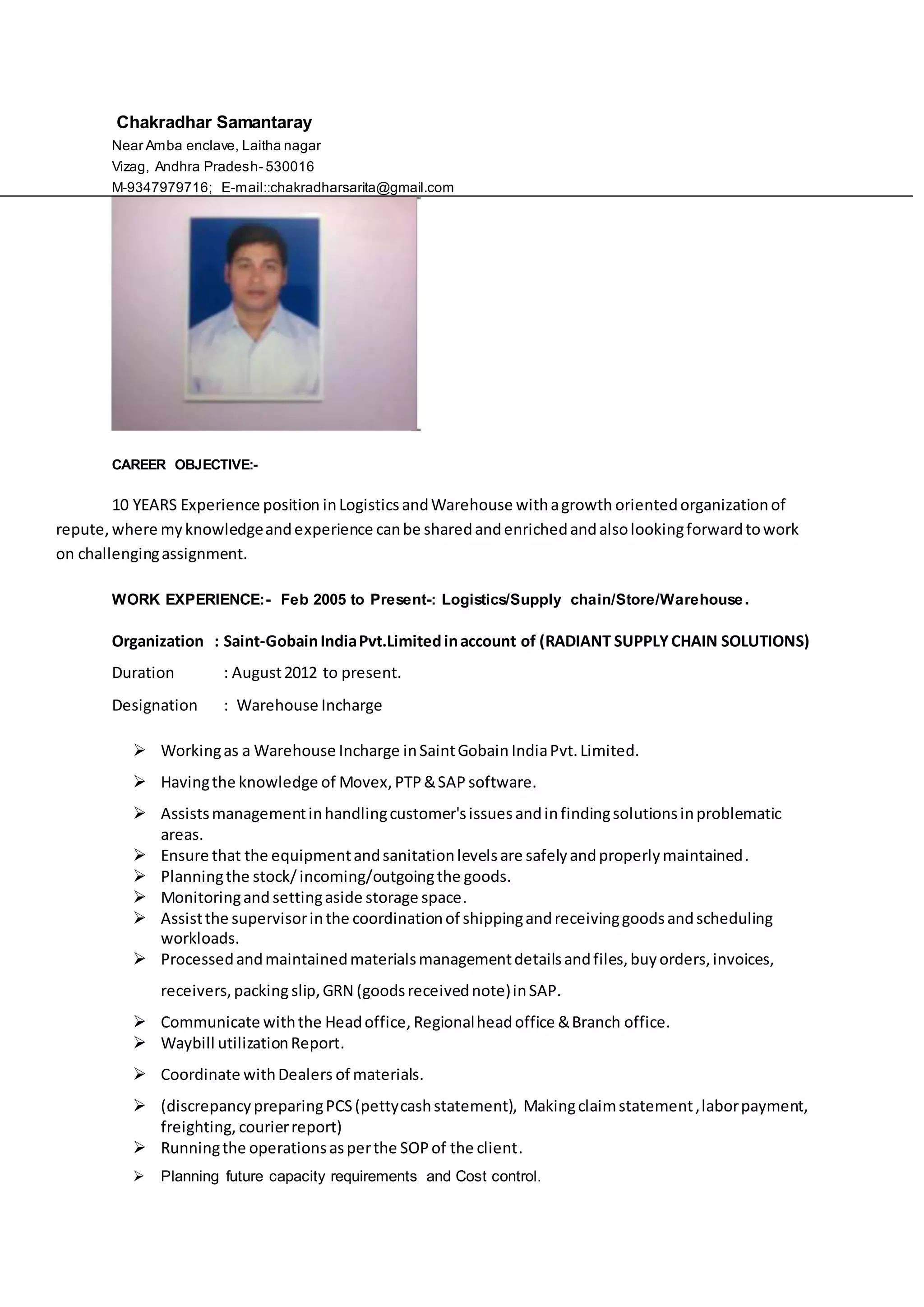 chakradhar cv. | DOCX