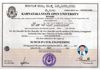 M. Tech Certificate | PDF