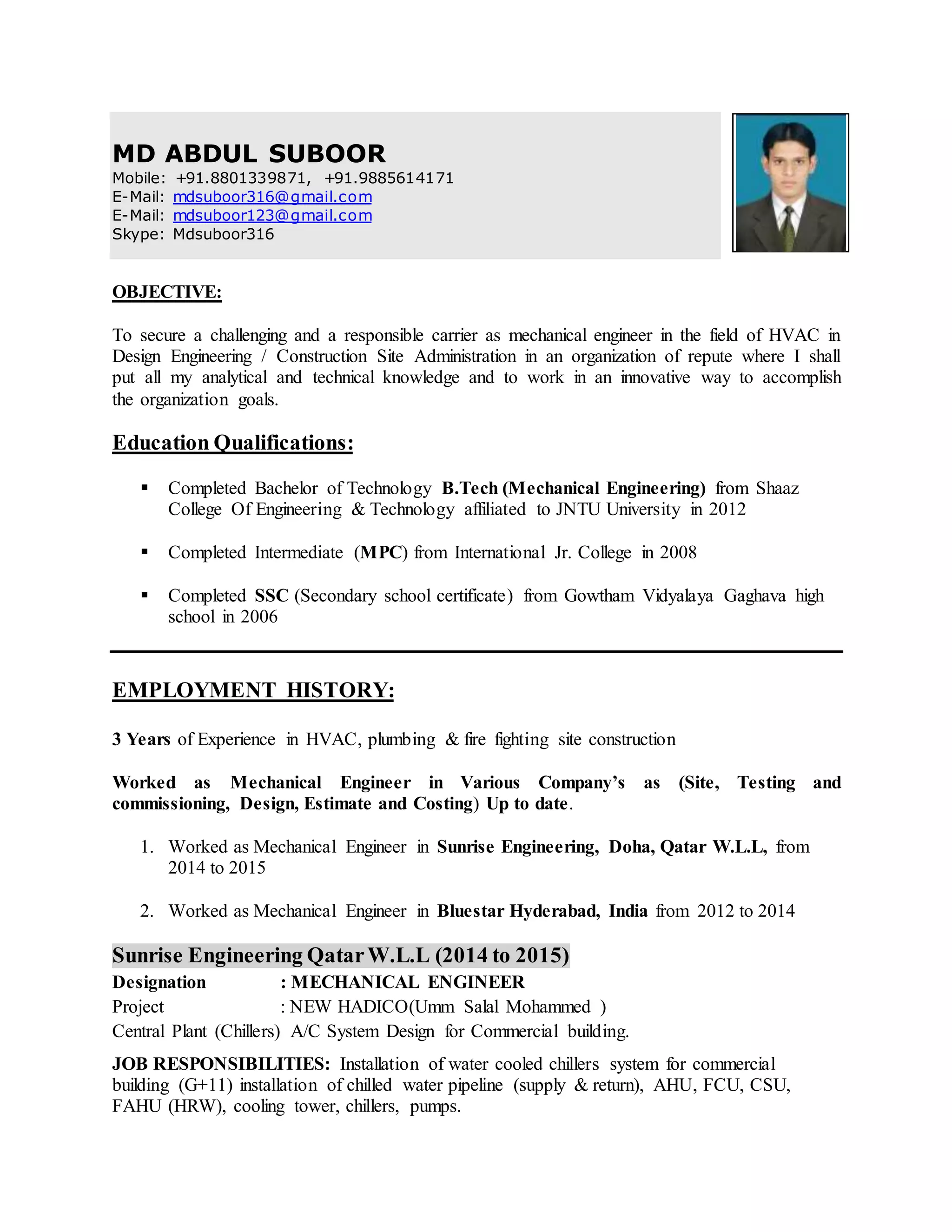 mechenical engineer 123 | DOCX | Civil Engineering Industry | Industries