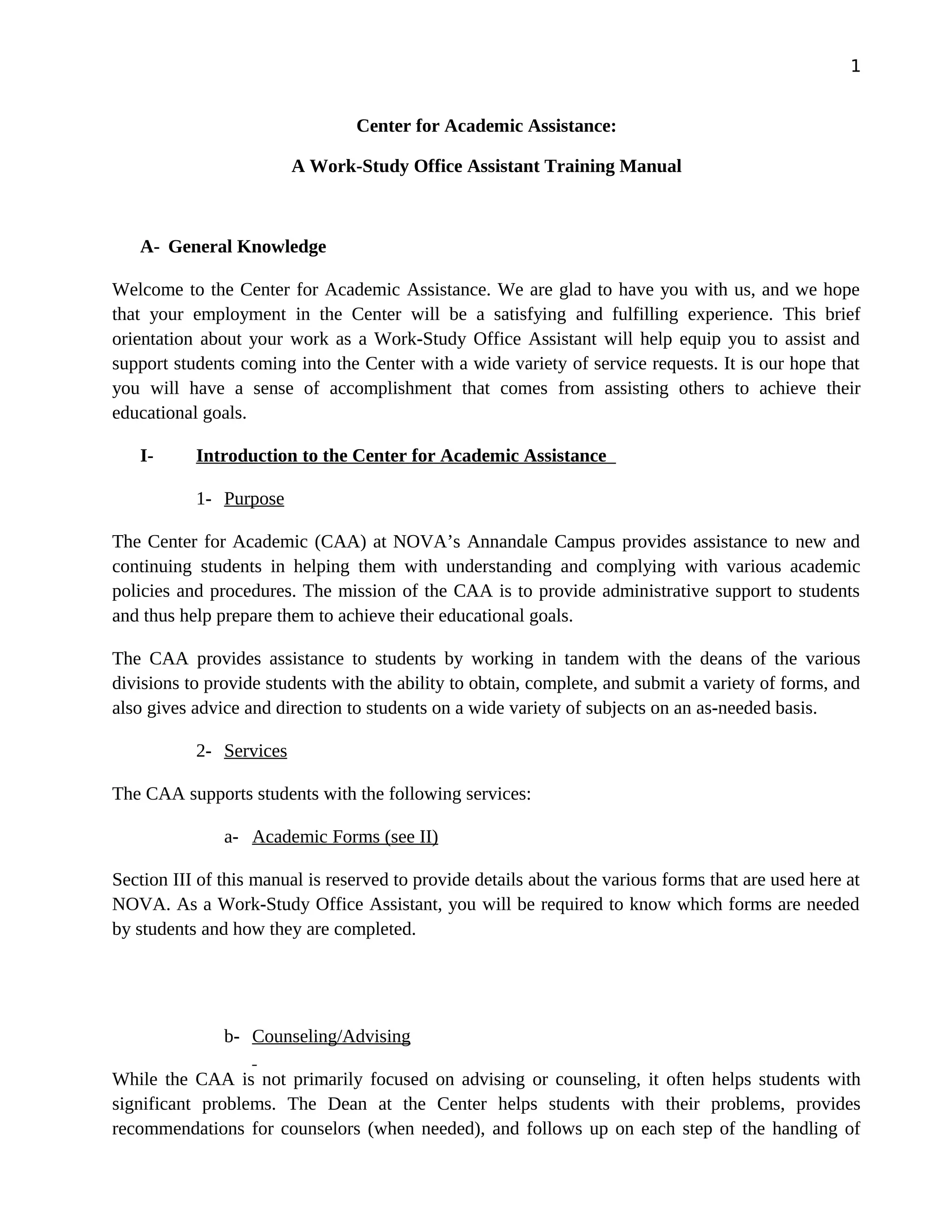 CAA Training Manual | PDF
