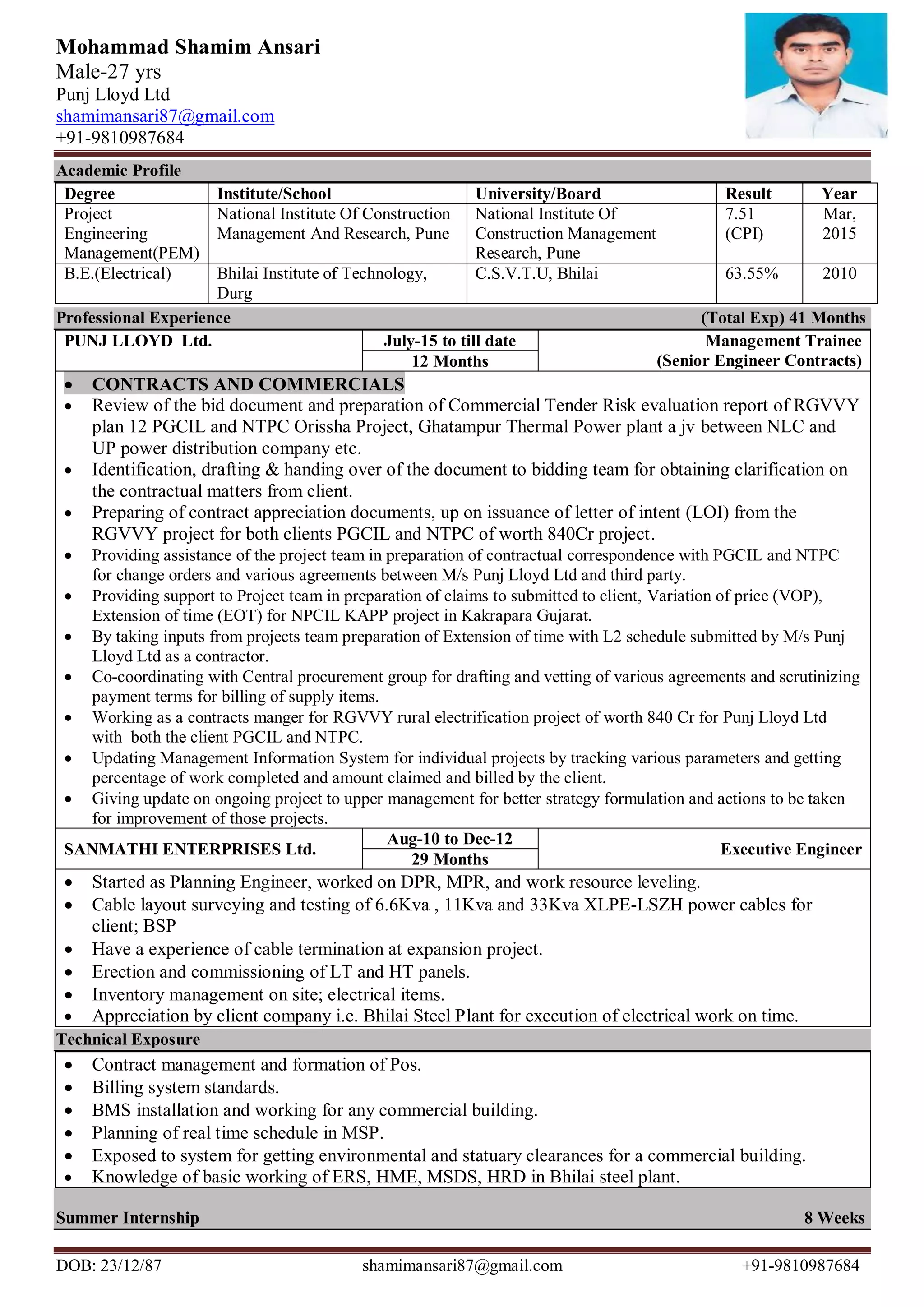 resume_MSA | PDF | Civil Engineering Industry | Industries