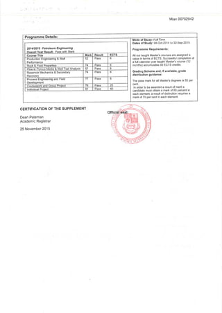 MSc Transcript | PDF
