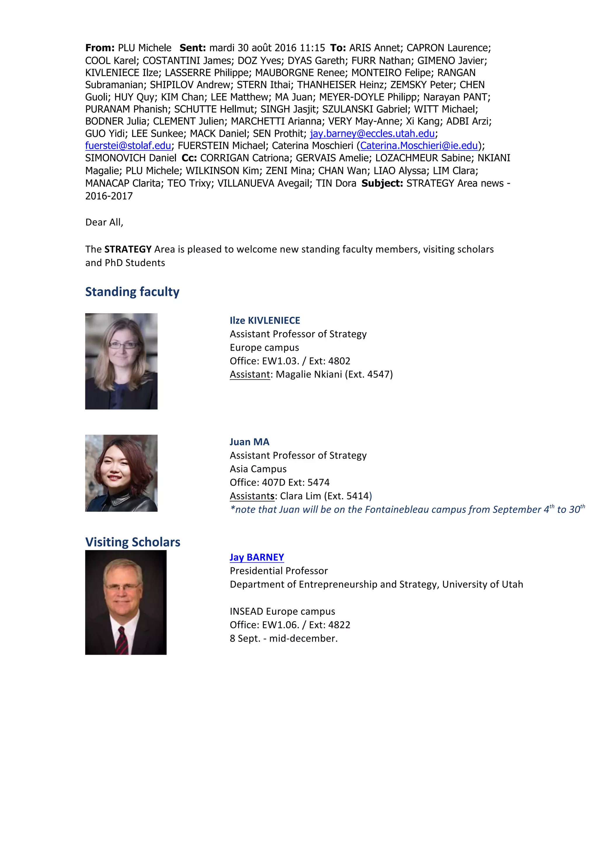 List of the Visiting Scholar and Professor 2016_2017 INSEAD | PDF