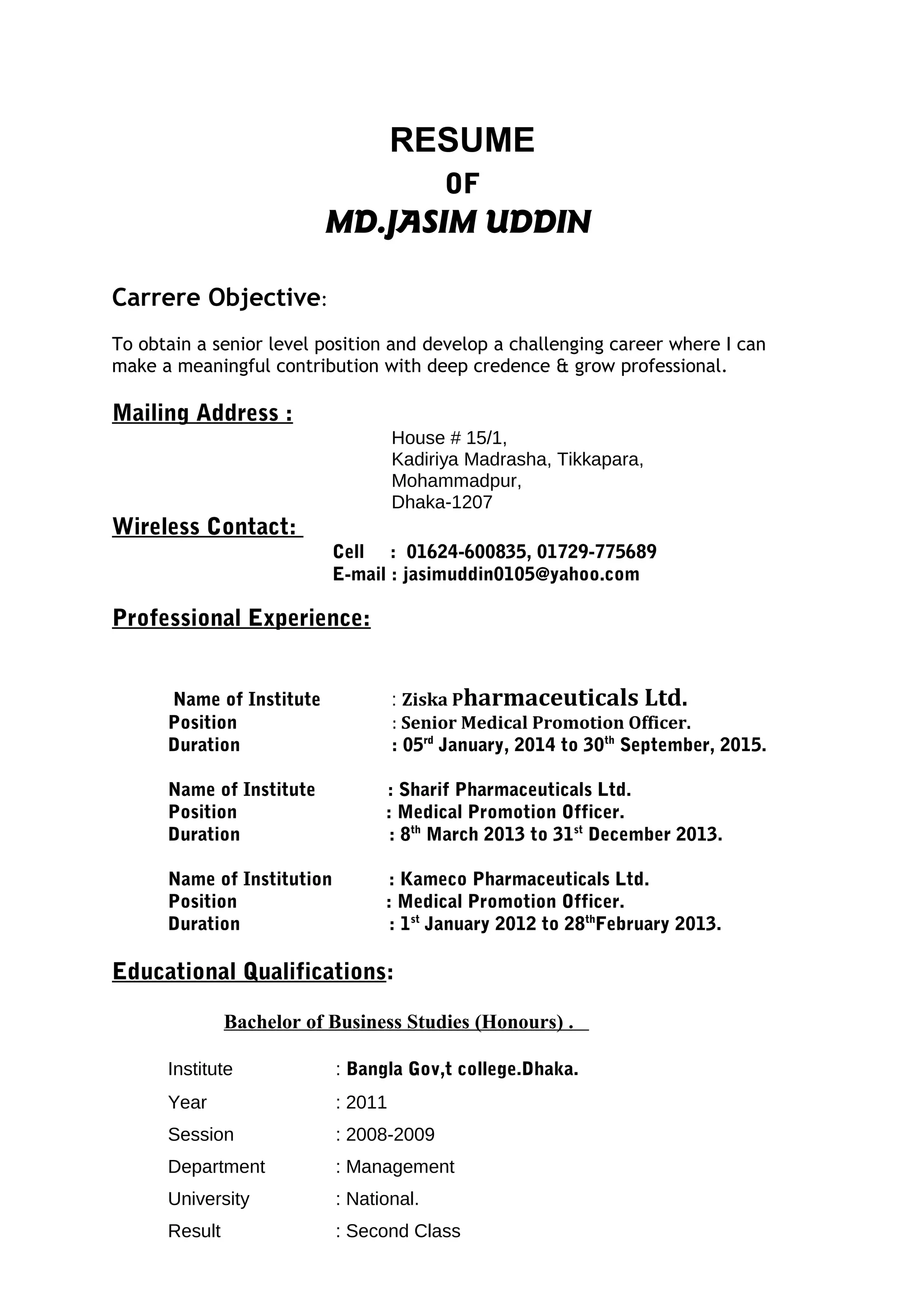JASIM UDDIN CV | DOC