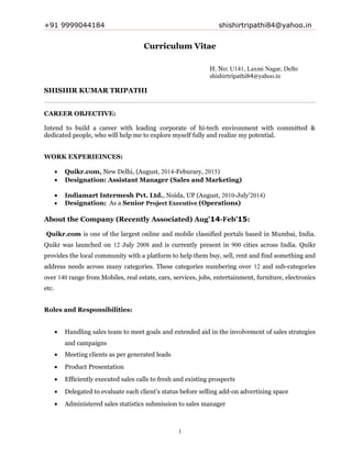 Shishir updated new resume | DOC