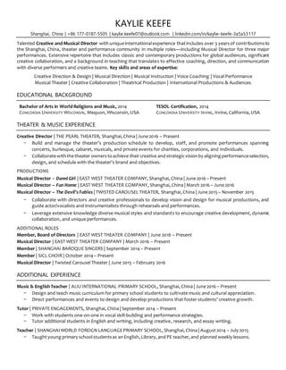 Kaylie Keefe Resume 2016 Pro | PDF