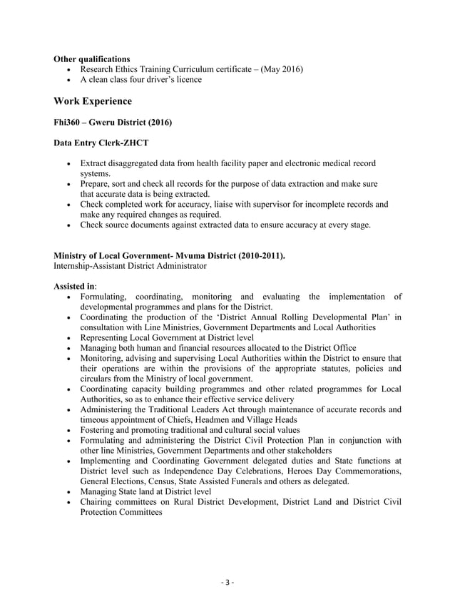 TINOMUVONGA MAPURAZI CV pdf | PDF | Career Planning | Careers