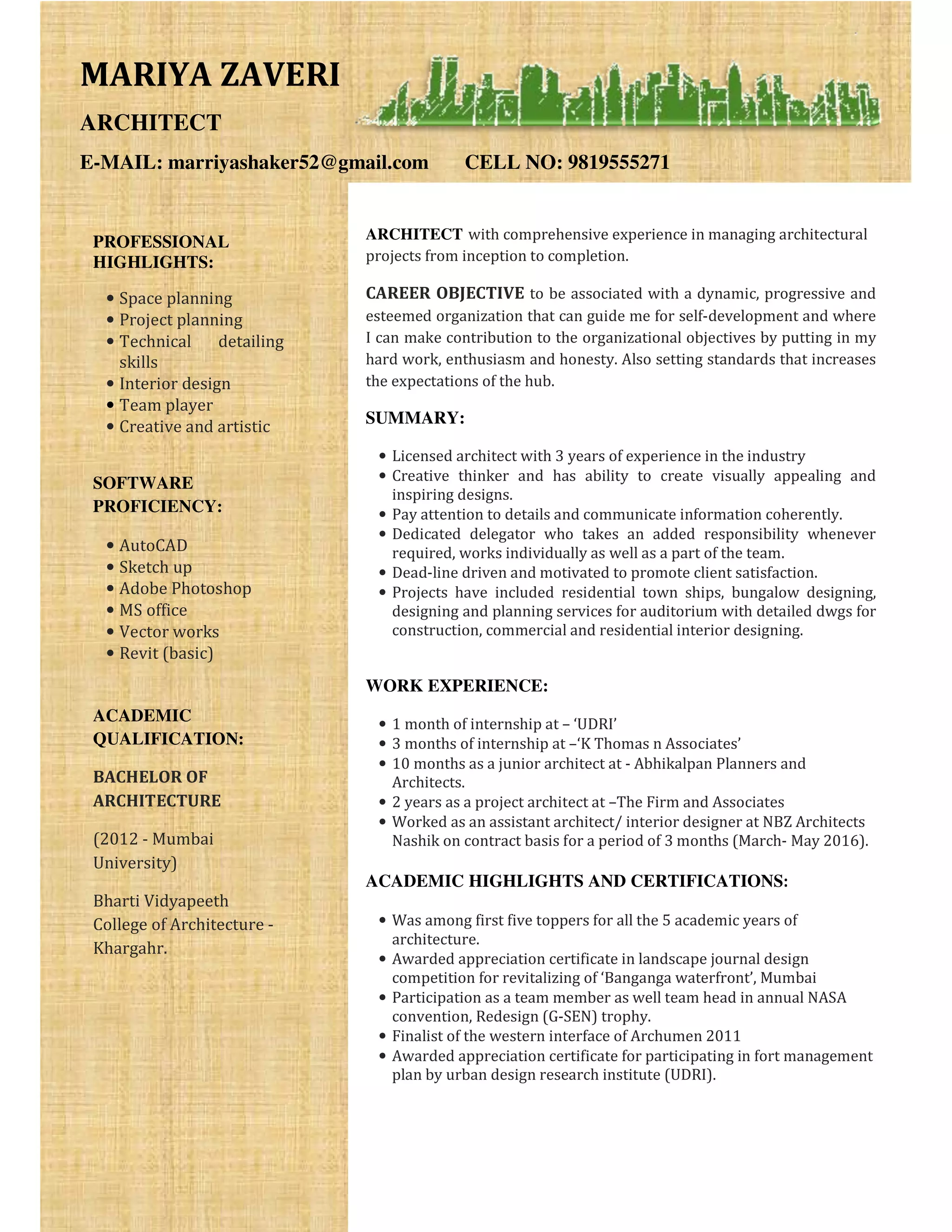 RESUME-MARIYA ZAVERI 05-07-2016 | PDF