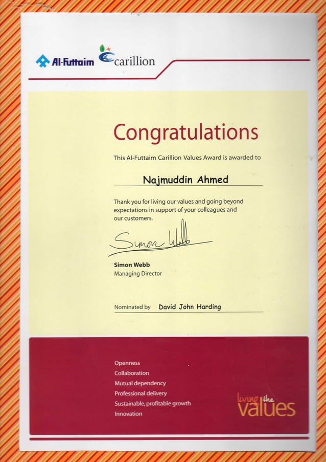 Values Award from Carillion | PDF