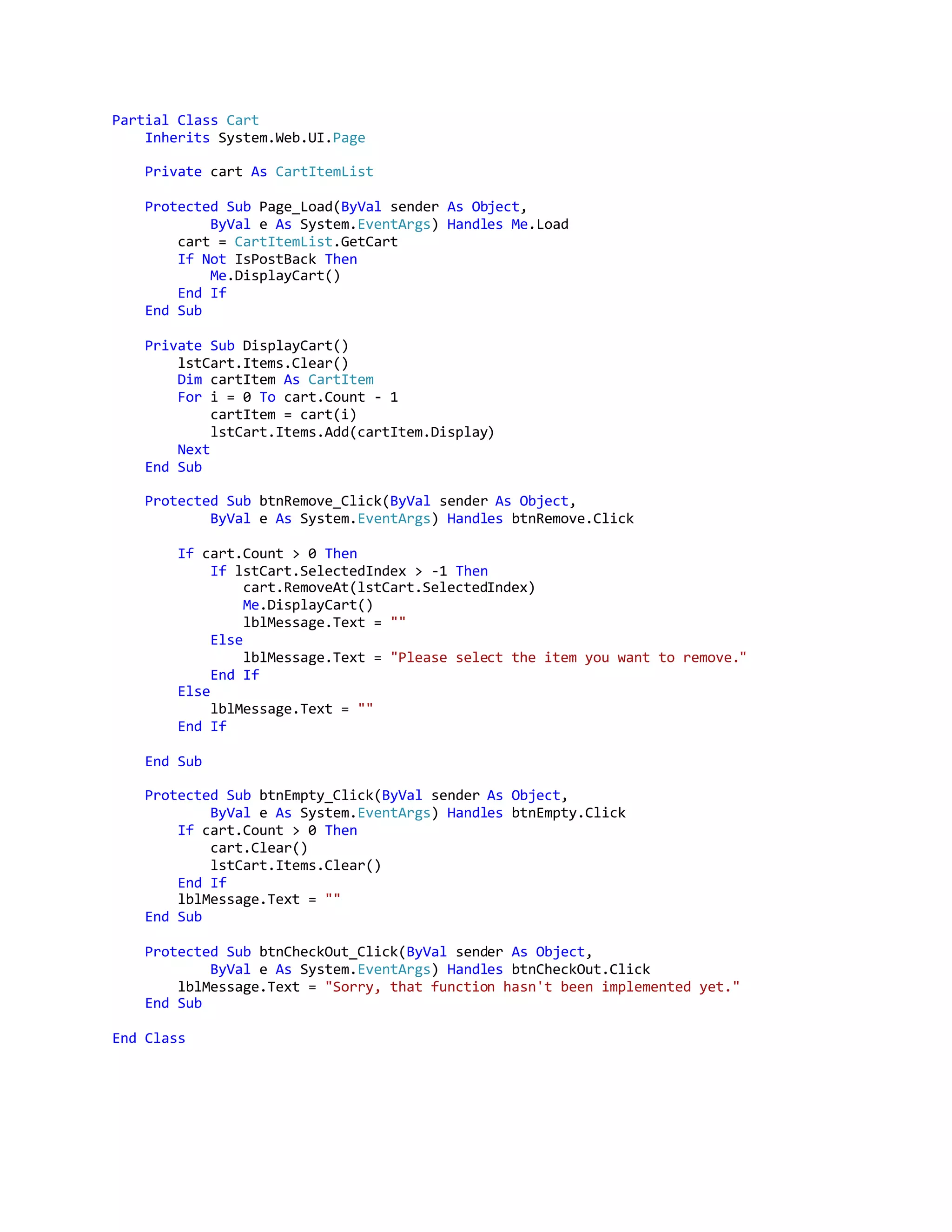 Cart Page Code | PDF