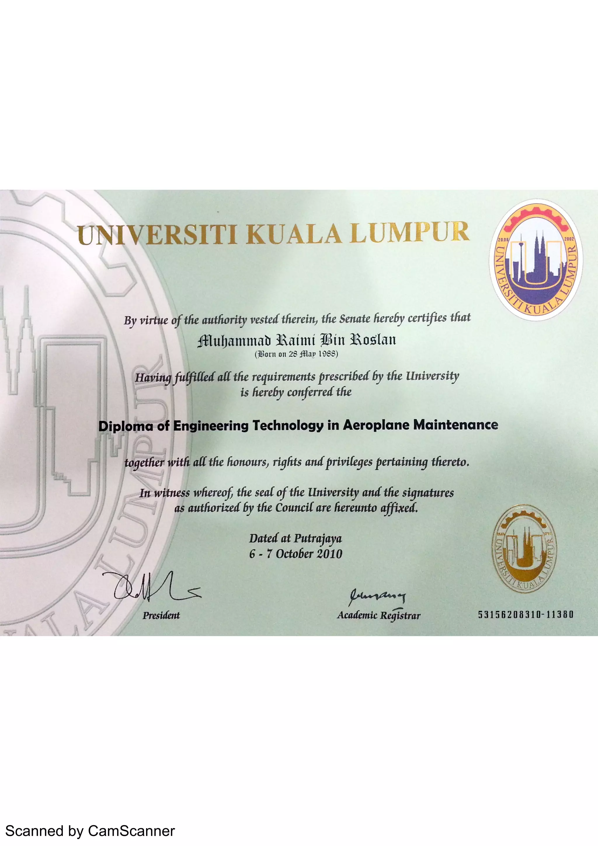UniKL Diploma | PDF