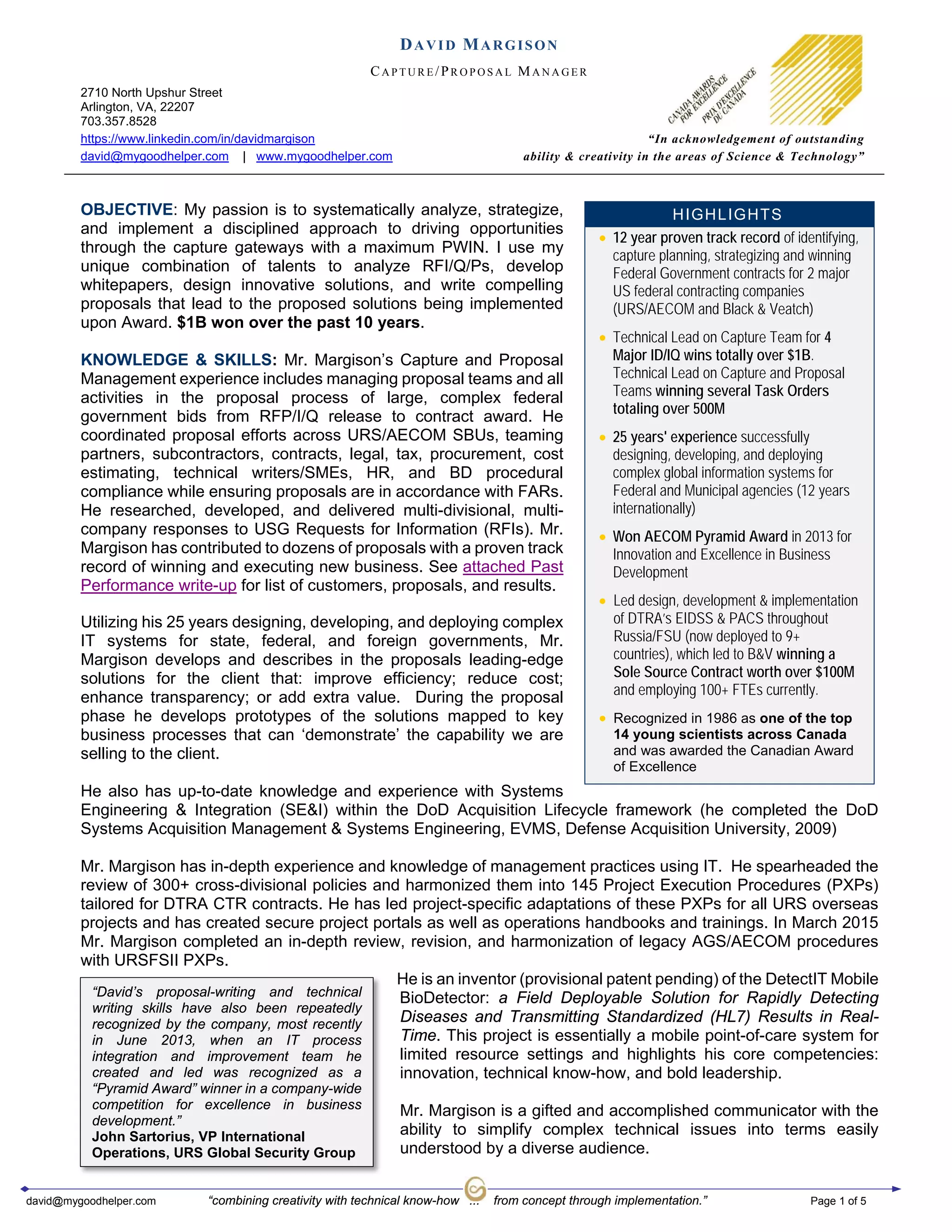 Capture and Proposal Manager (David Margison) | PDF