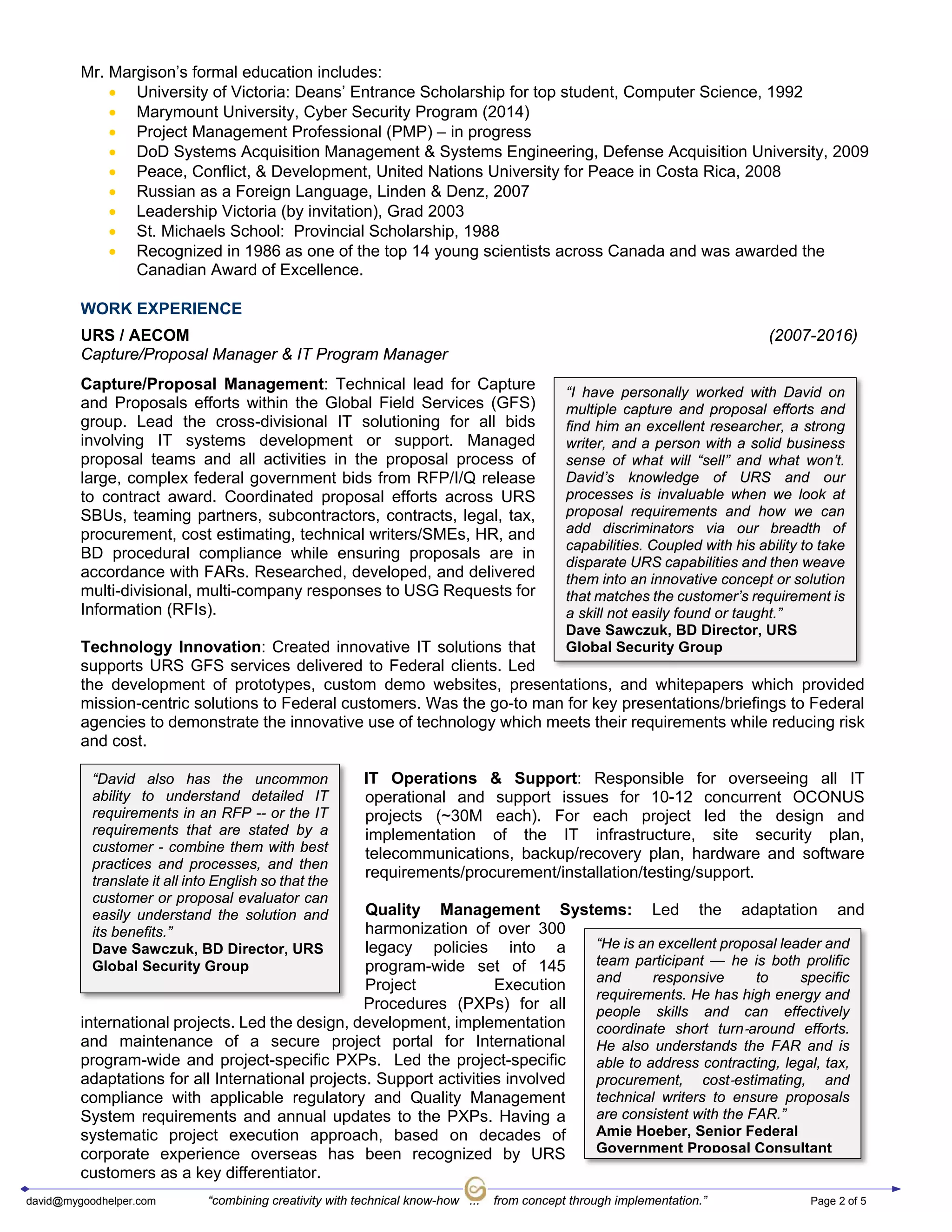 Capture and Proposal Manager (David Margison) | PDF