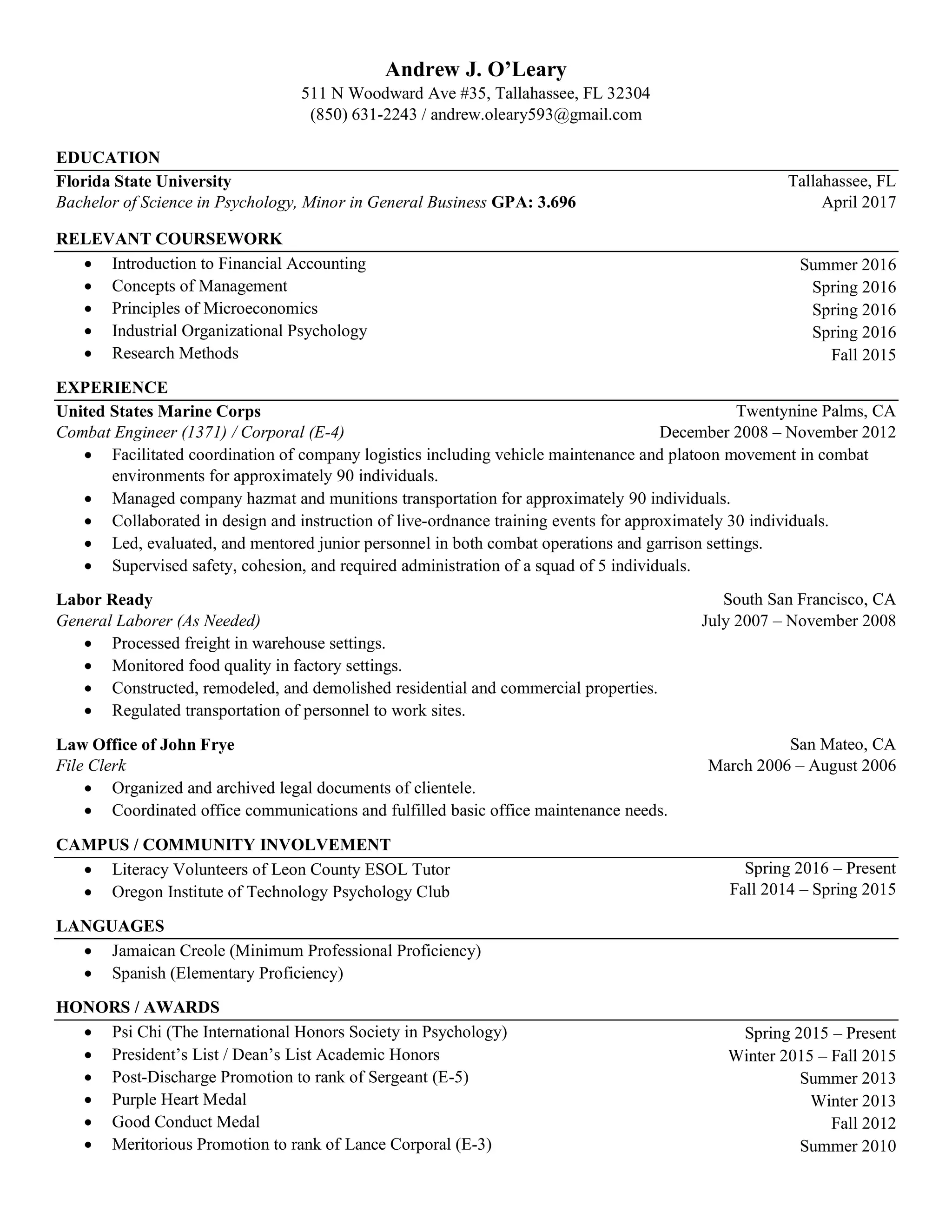 Andrew O'Leary - Resume | PDF