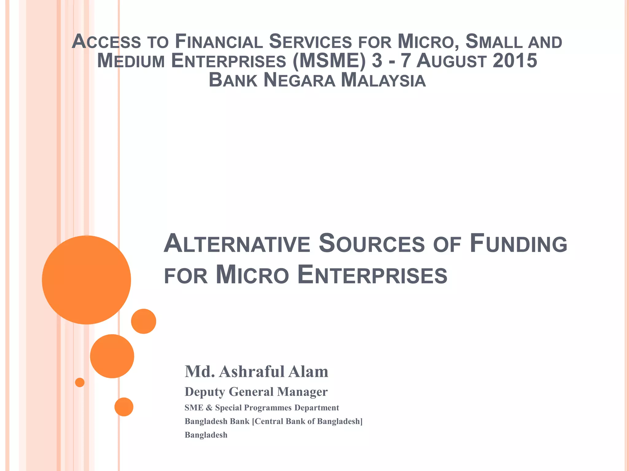 Alternative Sources of Funding for Micro Enterprises | PPT