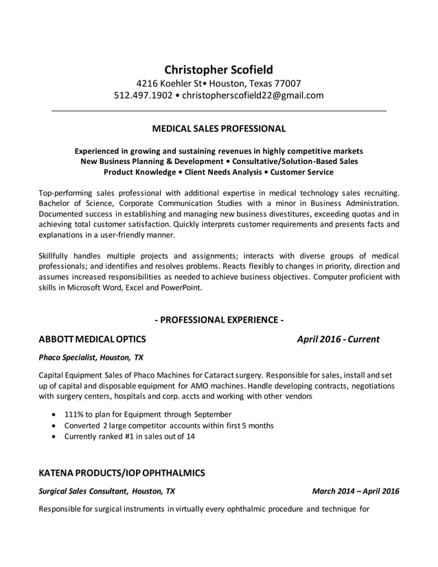 Christopher Scofield resume Oct 2016 | PDF