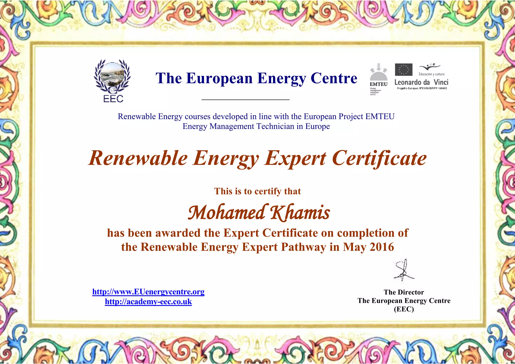 Renewable Energy Expert Certificate | PDF