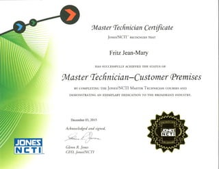 Master Technician Customer Premises | PDF
