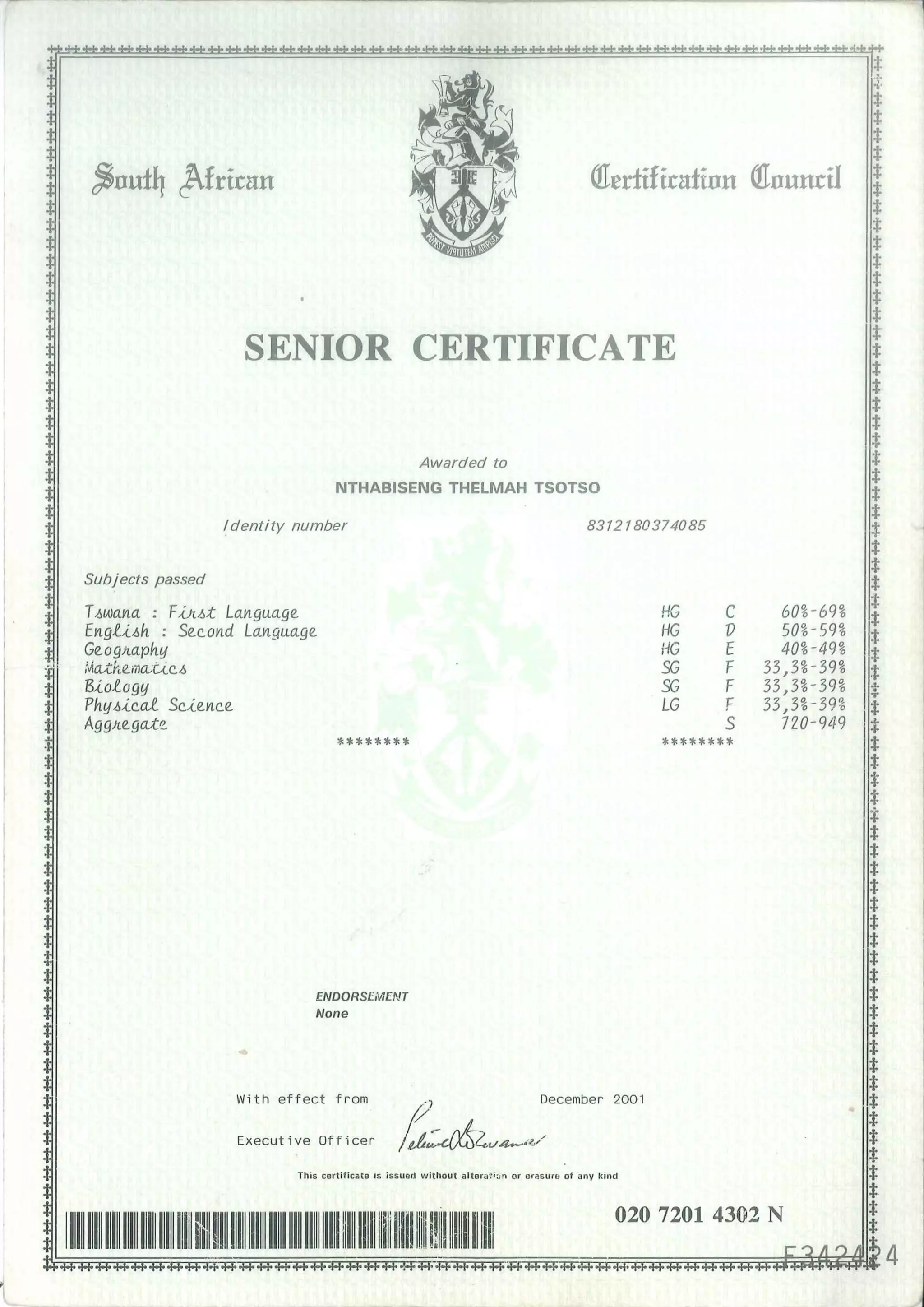 NT Tsotso-Tladi Certificates | PDF