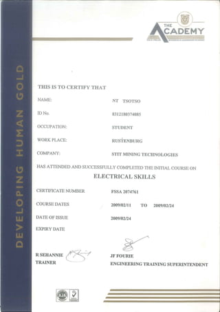 NT Tsotso-Tladi Certificates | PDF