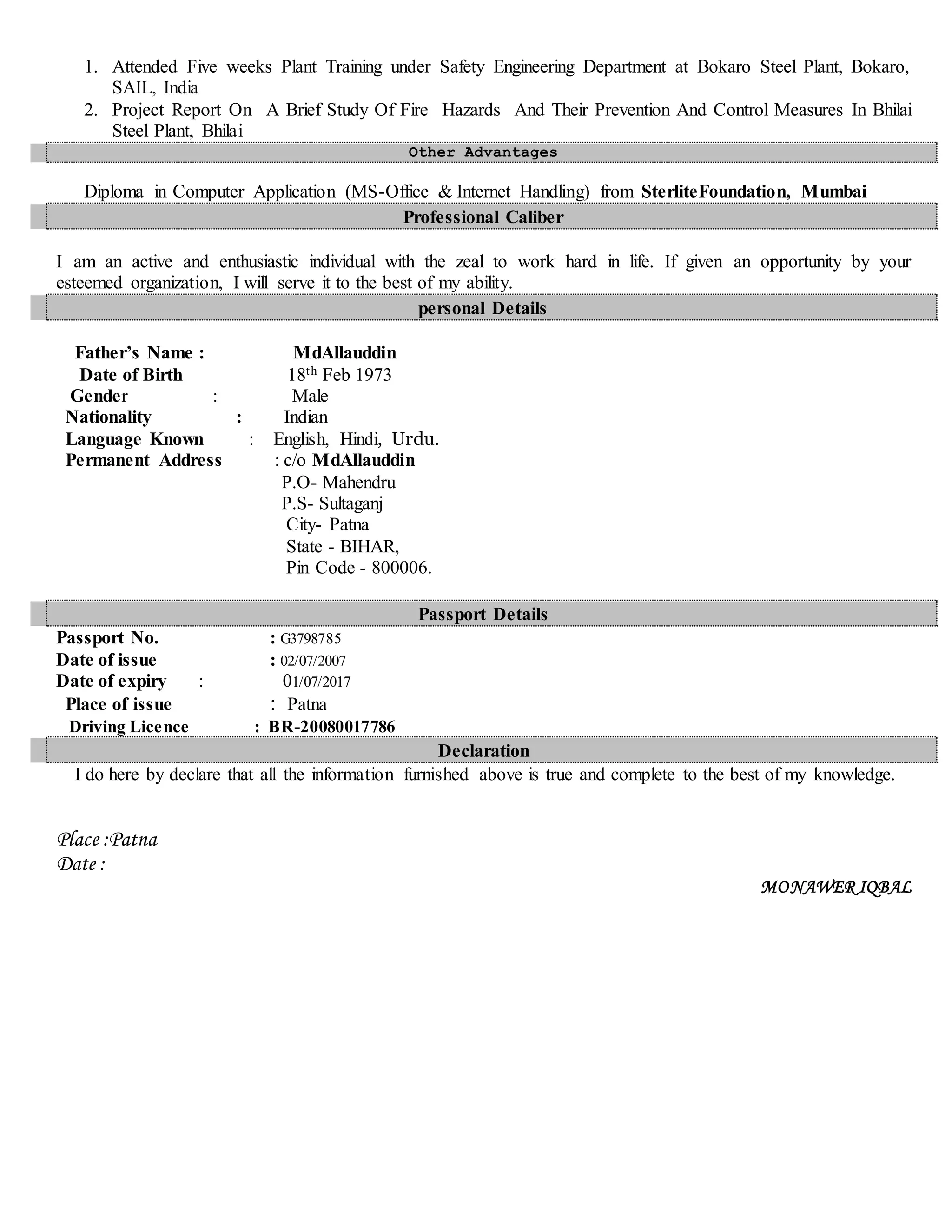 UPdated CV Manower iqbal (2)(1) | DOCX | Civil Engineering Industry ...