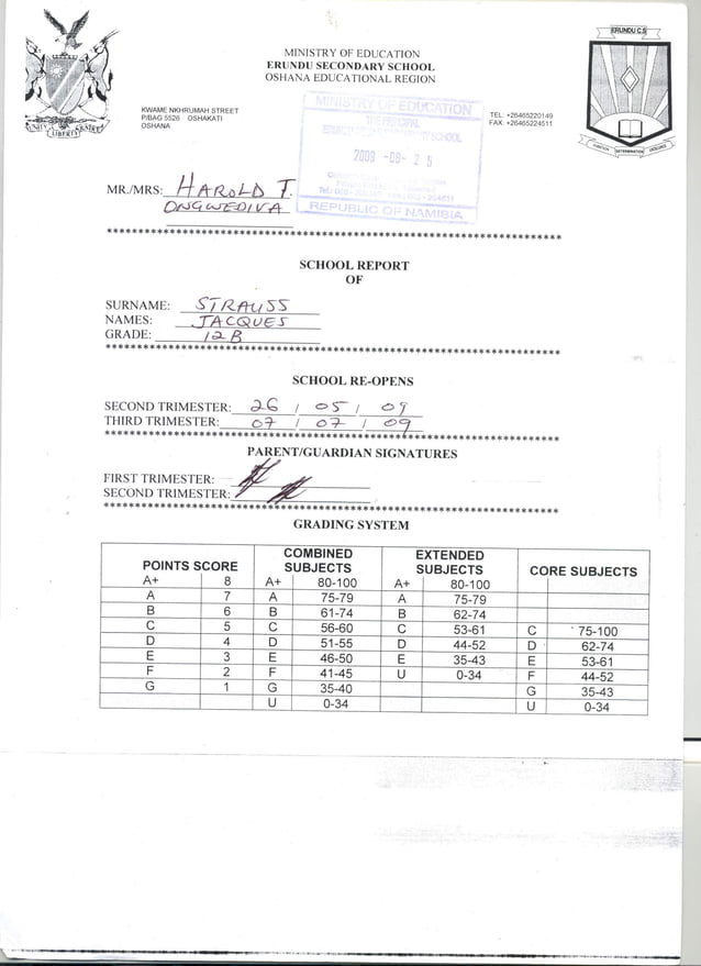 Grade 12 report,1st and 2nd semester0001 | PDF