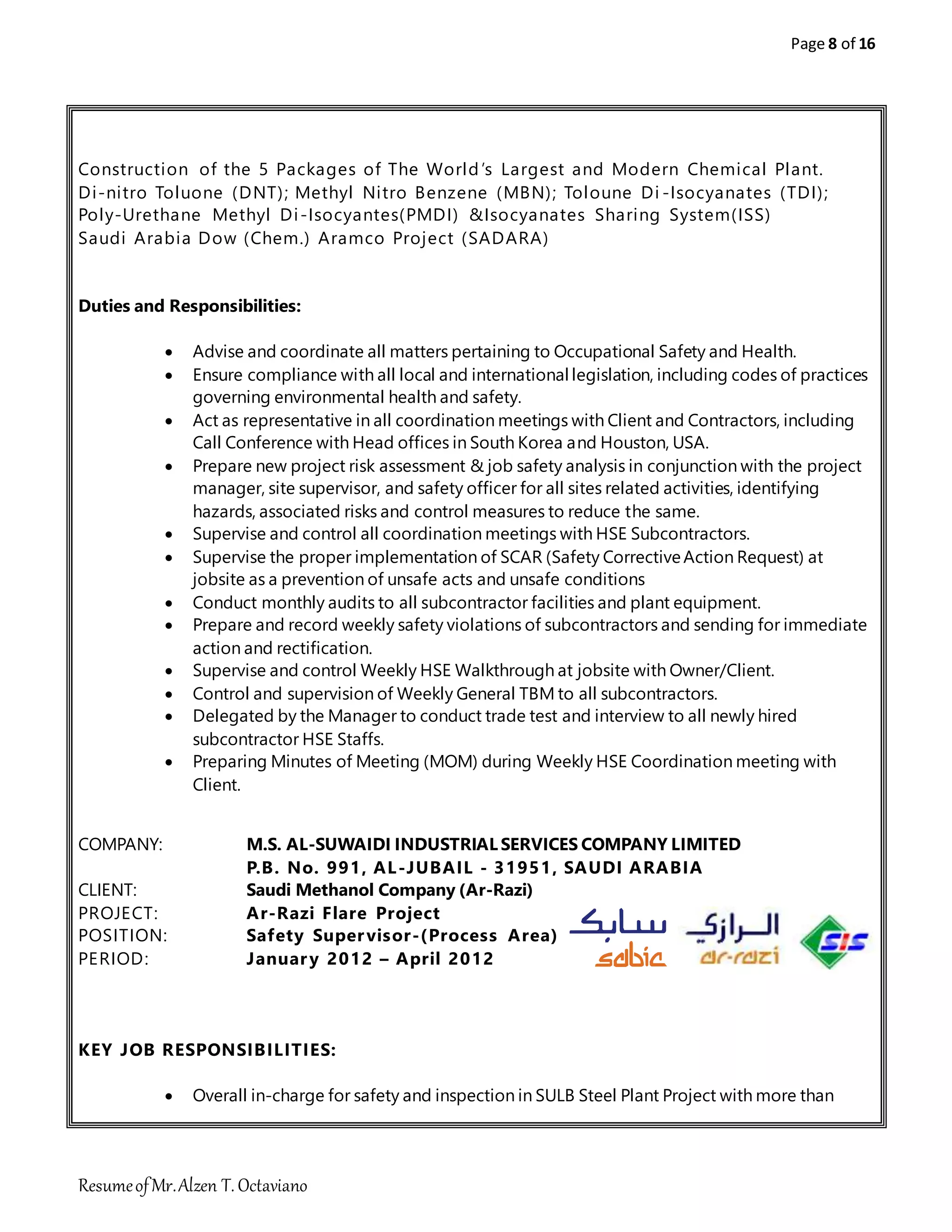 Resume of Mr. Alzen T. Octaviano | DOCX
