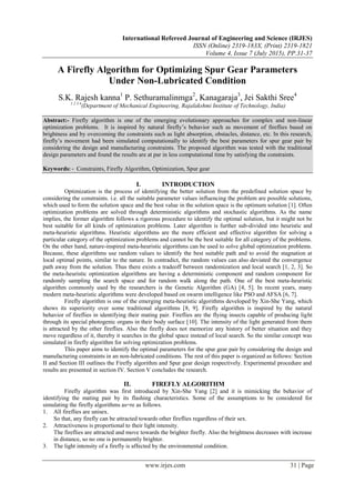 A Firefly Algorithm for Optimizing Spur Gear Parameters Under Non ...
