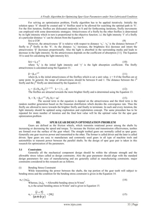 A Firefly Algorithm for Optimizing Spur Gear Parameters Under Non-Lubricated Condition | PDF