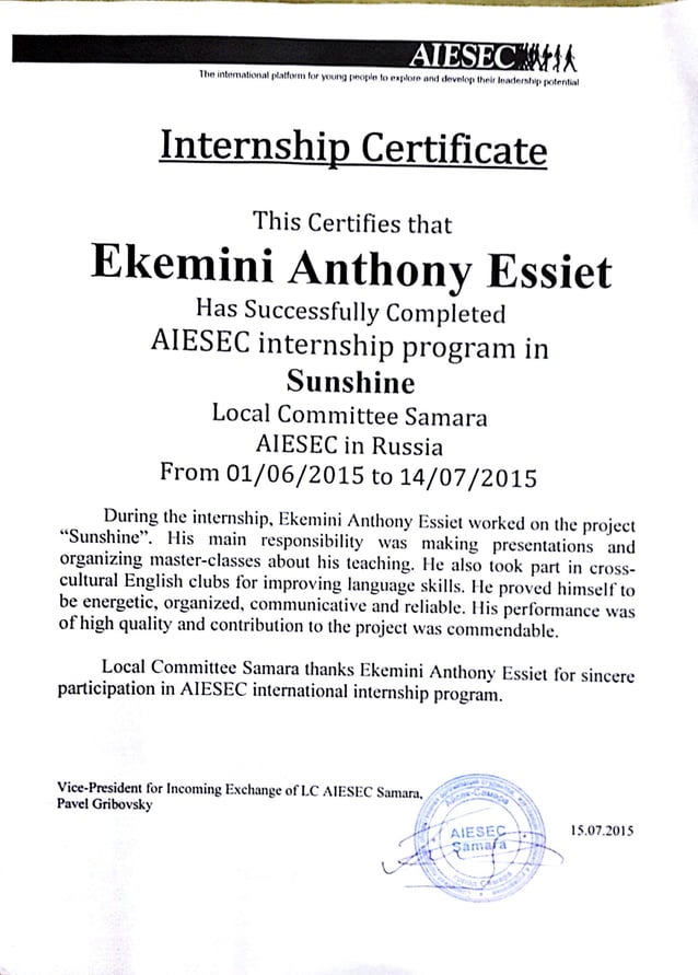 AIESEC certificate | PDF
