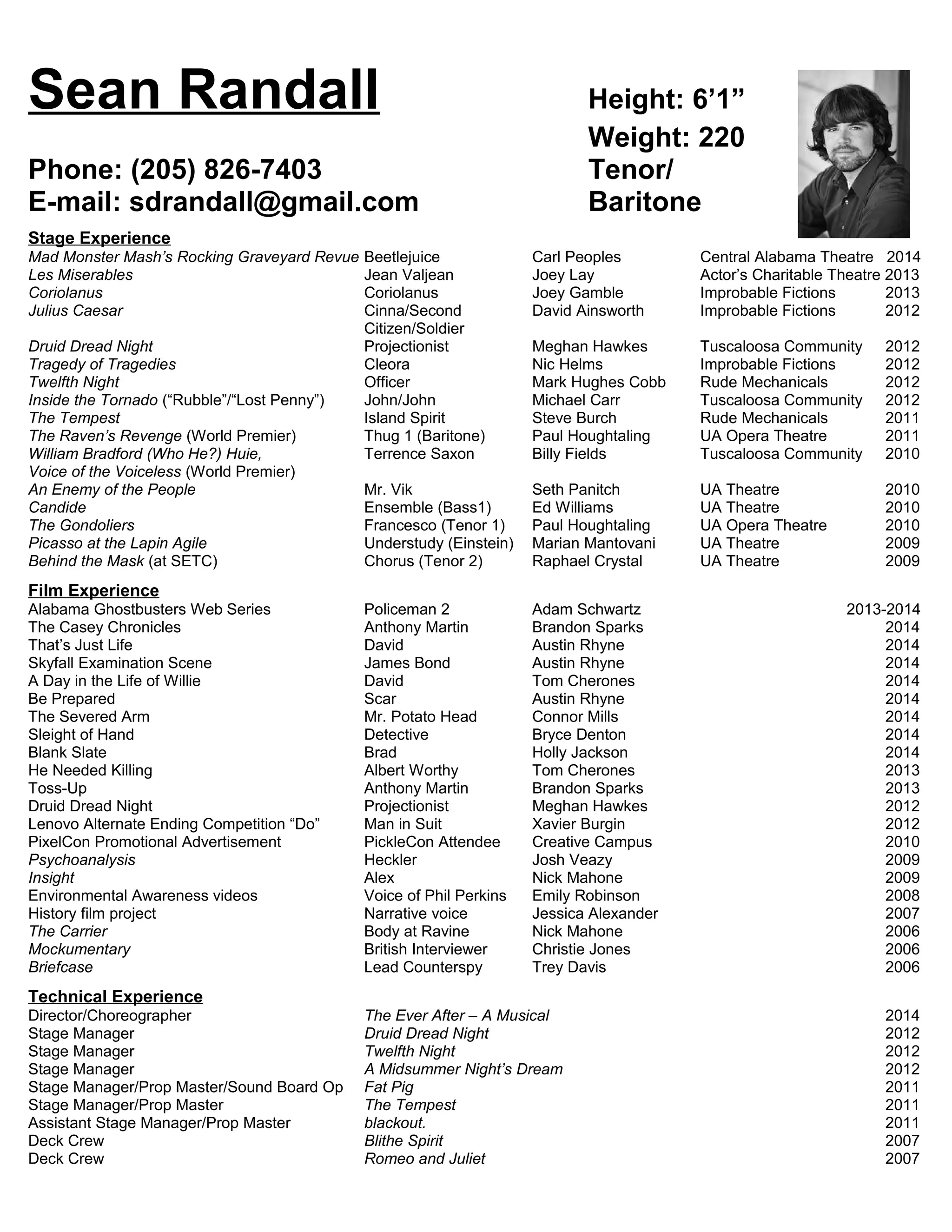 Theatrical Resume | DOC